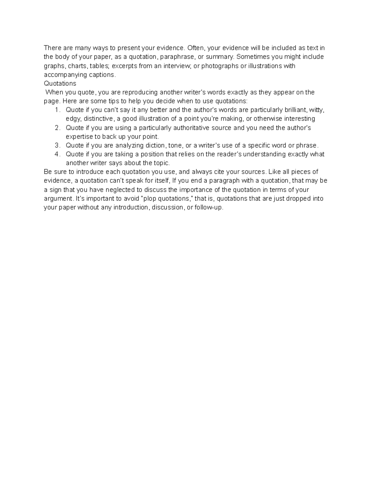 How can I incorporate evidence into my paper - There are many ways to ...