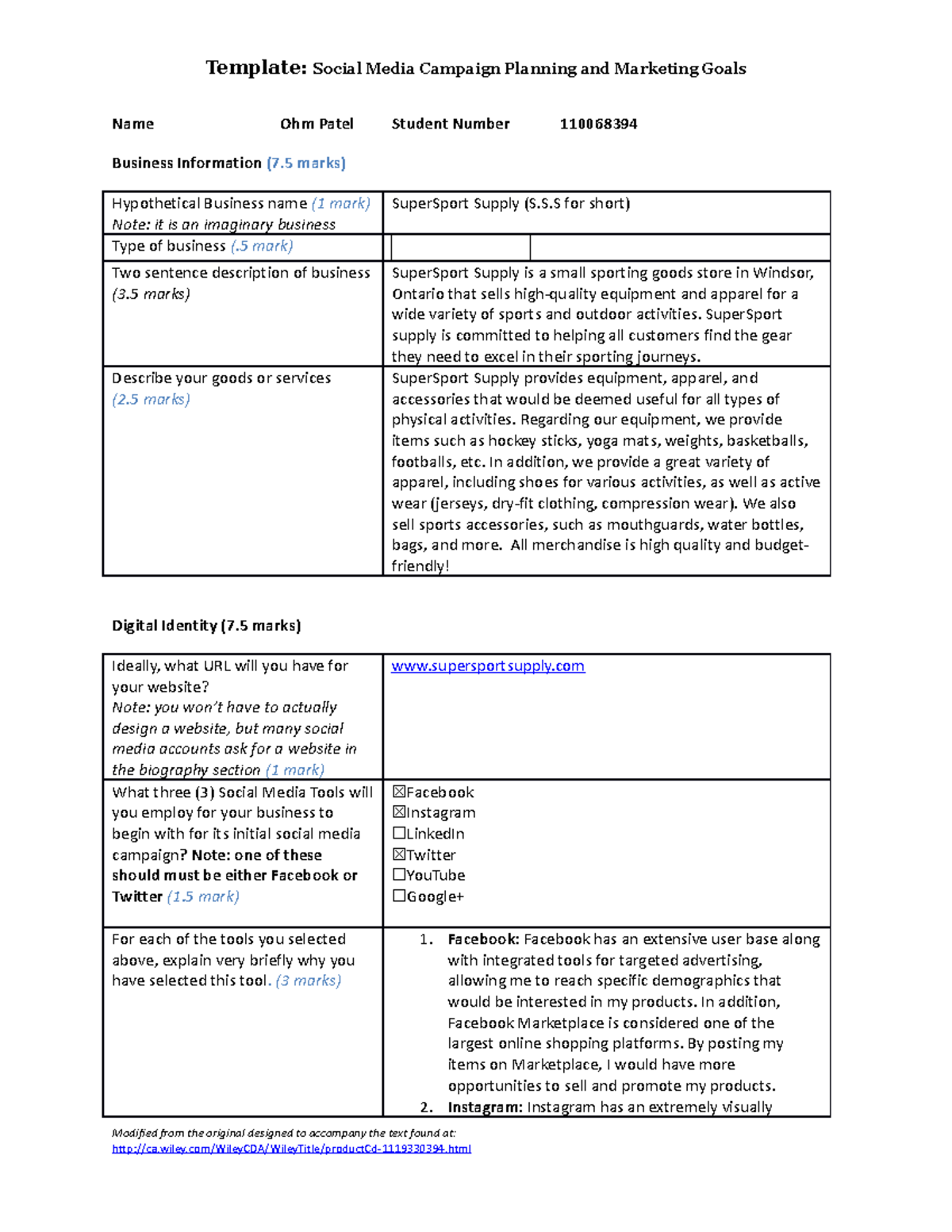 Assignment 2 template - Template: Social Media Campaign Planning and ...