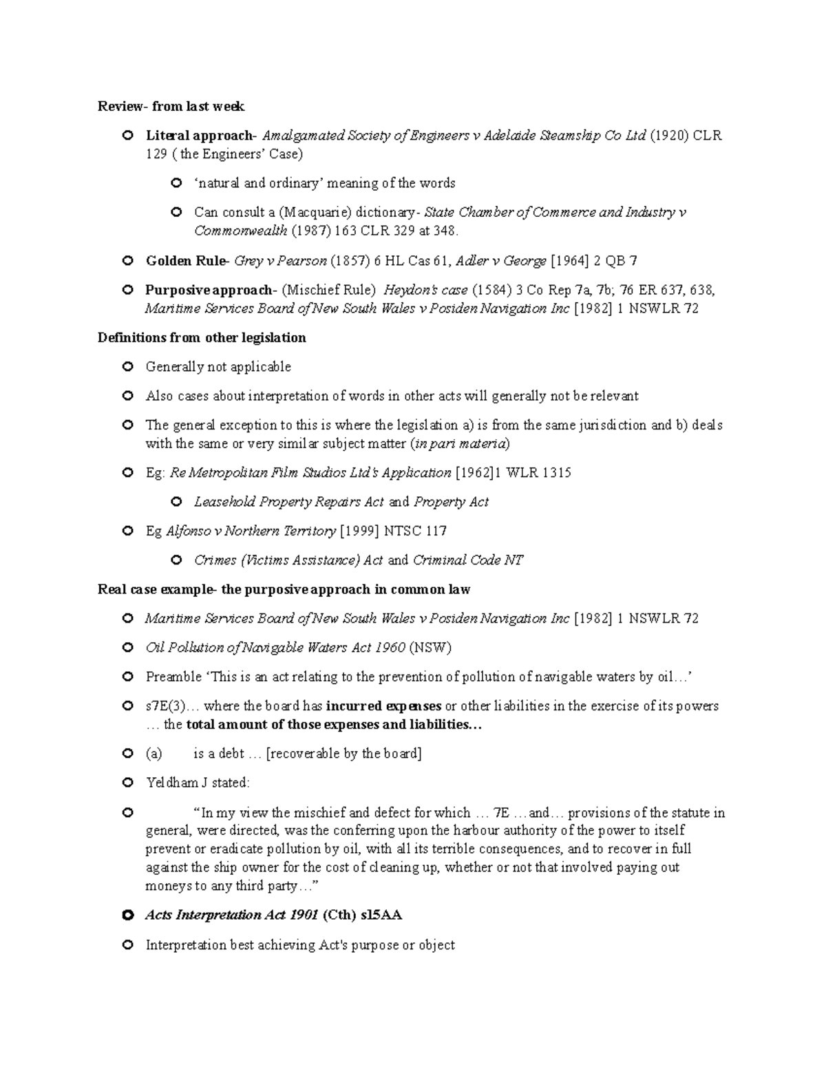 Lecture 6 - Review- from last week Literal approach- Amalgamated ...