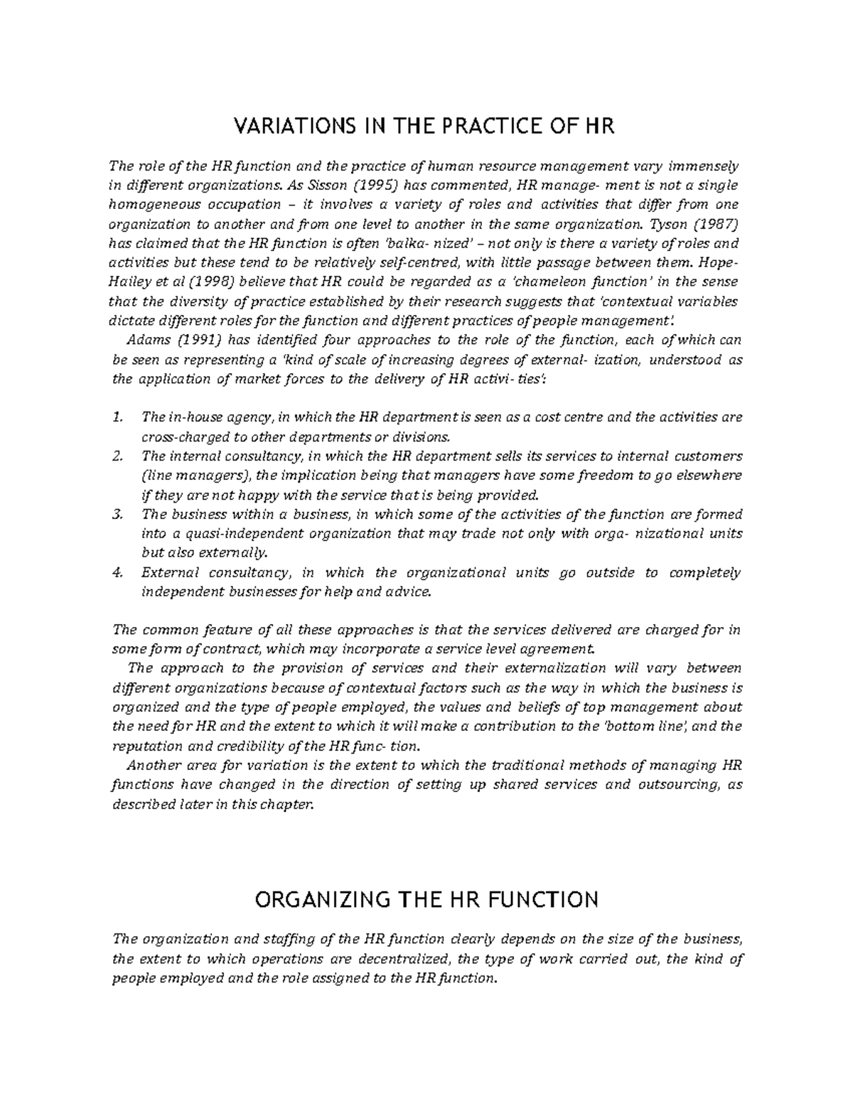 Variations IN THE Practice OF HR - VARIATIONS IN THE PRACTICE OF HR The ...