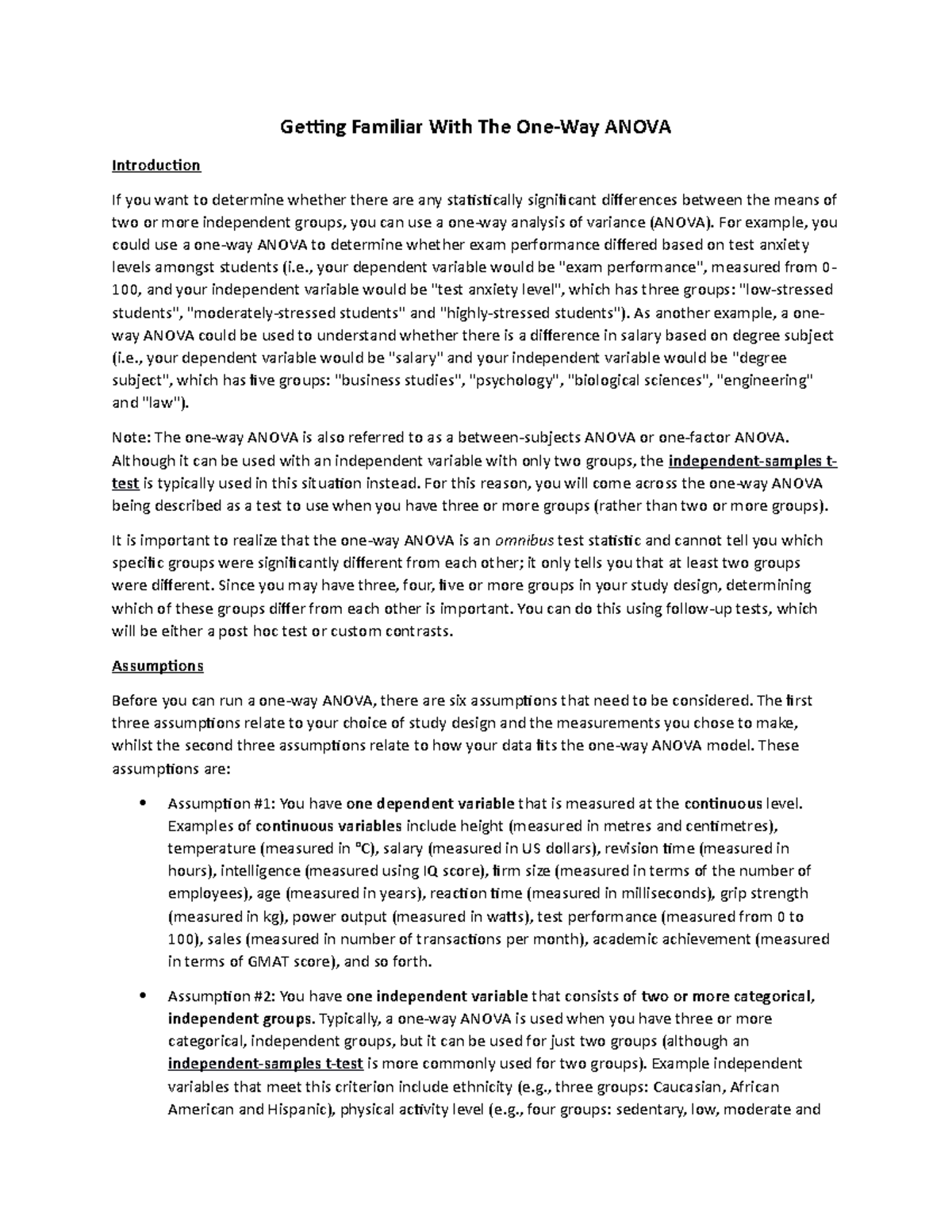 Getting Familiar With The One-Way Anova-1 - Getting Familiar With The ...