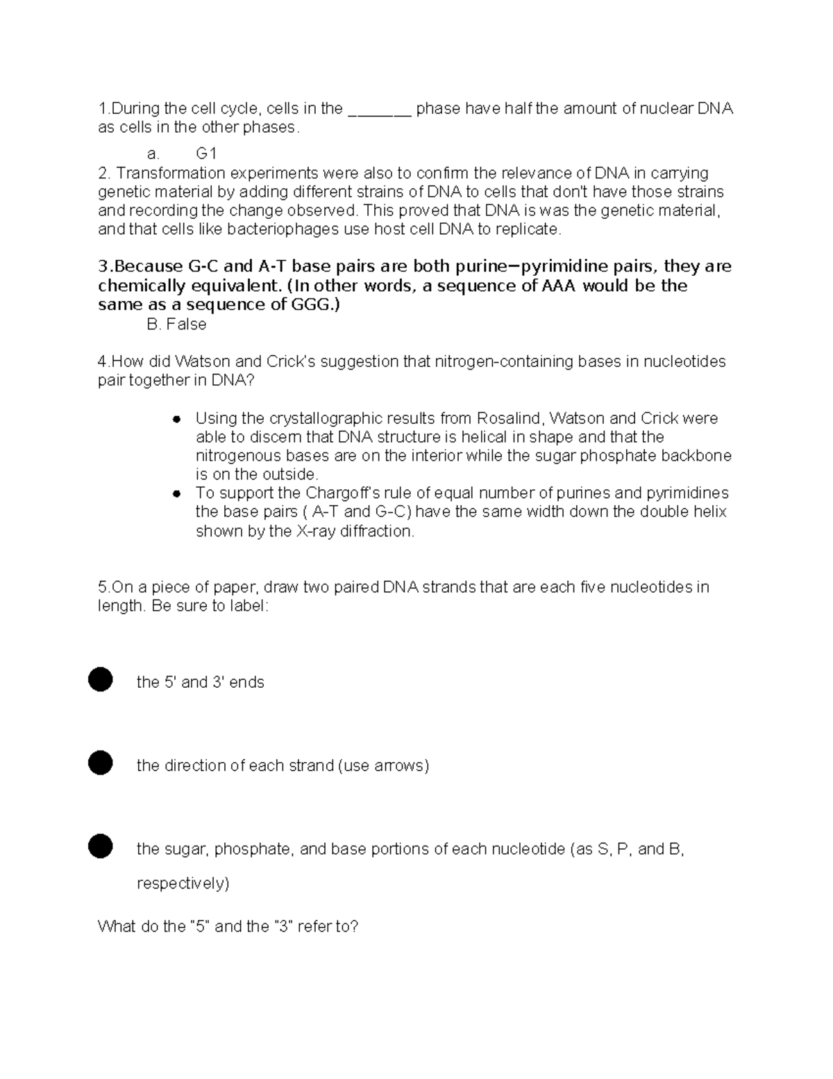 Practice question Chapter 9 - 1 the cell cycle, cells in the ...