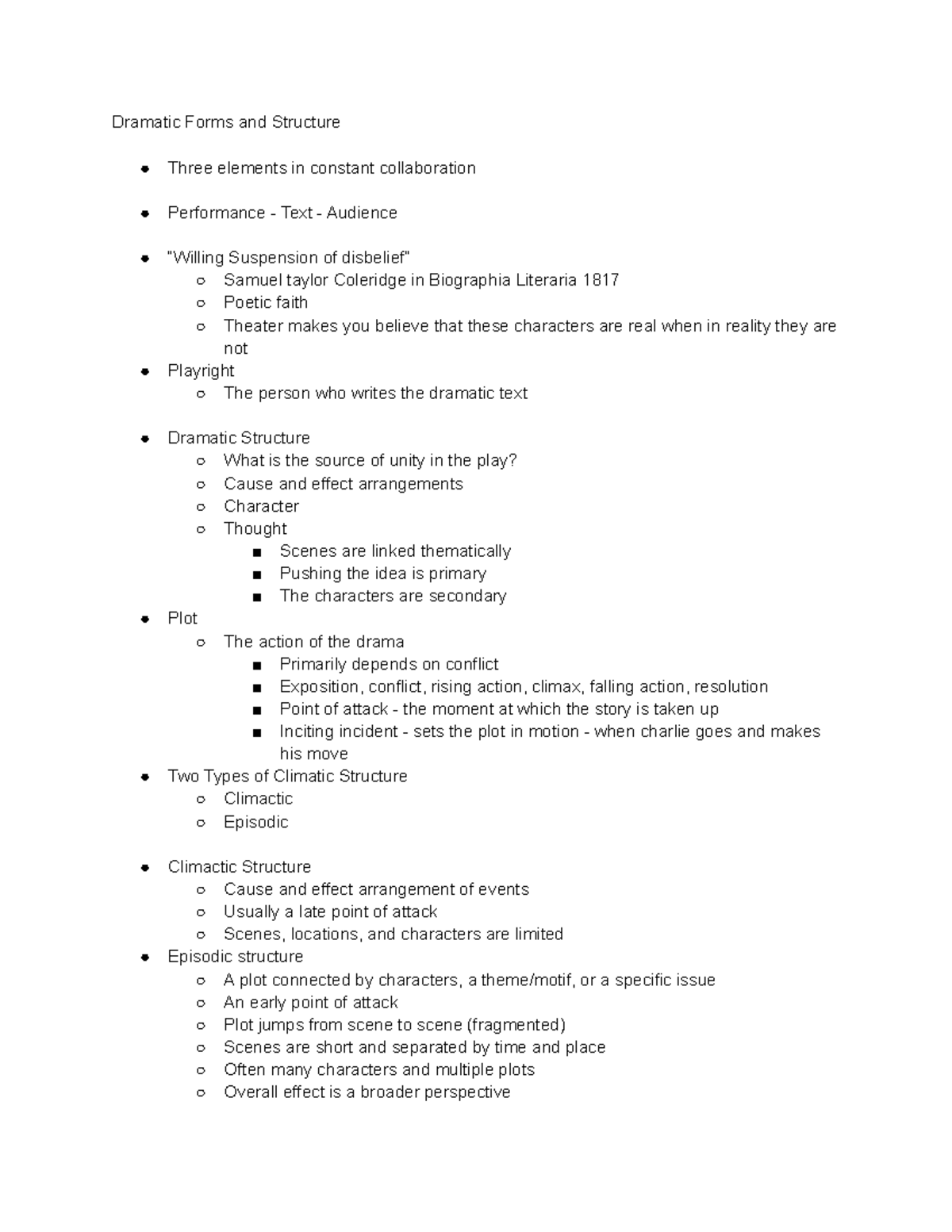 Introduction to Theatre Notes - Dramatic Forms and Structure Three ...