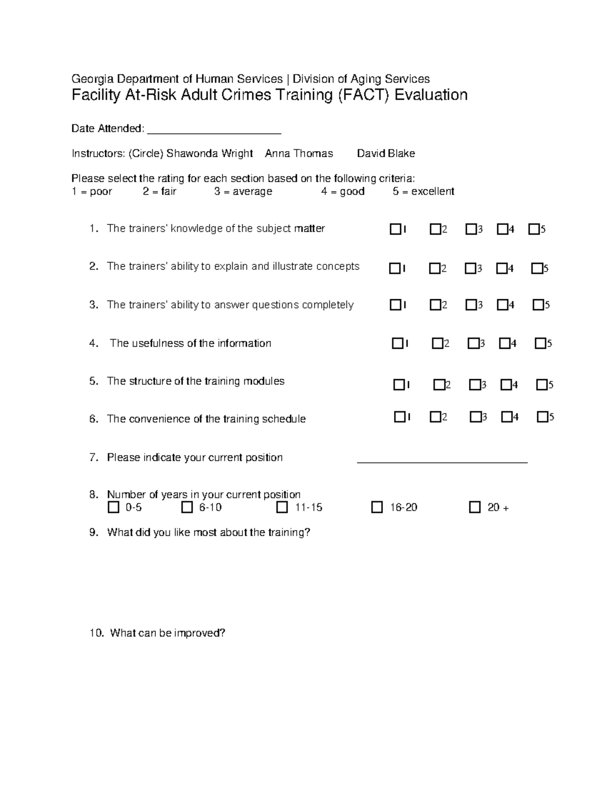 FACT Evaluation 1 - good luck - Georgia Department of Human Services ...
