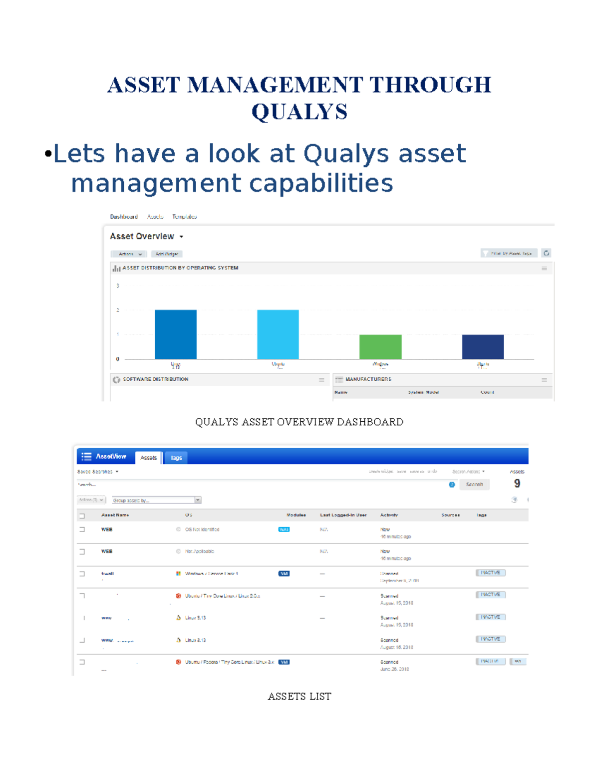 CS205 F - ASSET MANAGEMENT THROUGH QUALYS • Lets have a look at Qualys ...