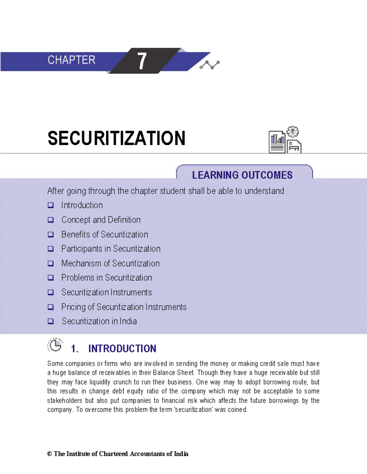 Chapter 7 - Securitization - Mechanism and Benefits - Financial Reporting - ICAI - Studocu