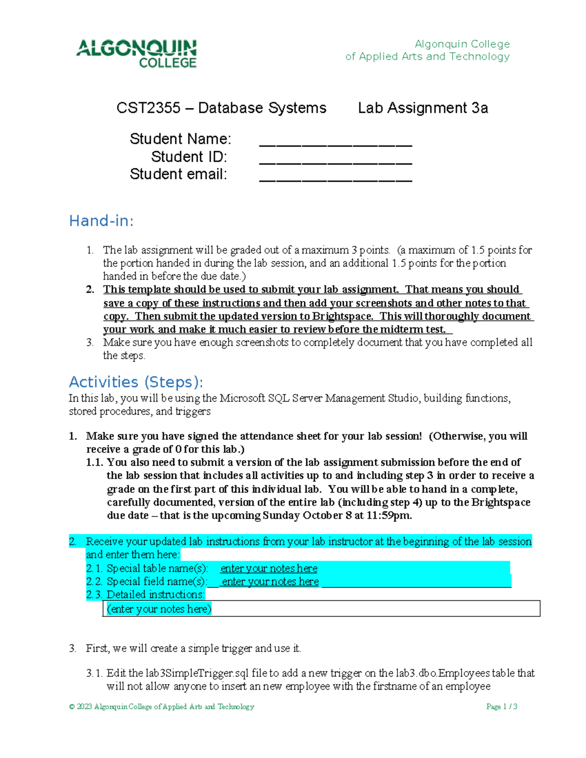 CST2355-Lab03a - Lab 3 - Algonquin College of Applied Arts and ...