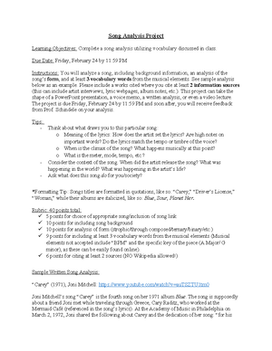 Song-Analysis-Project-S23 - Song Analysis Project Learning Objectives ...