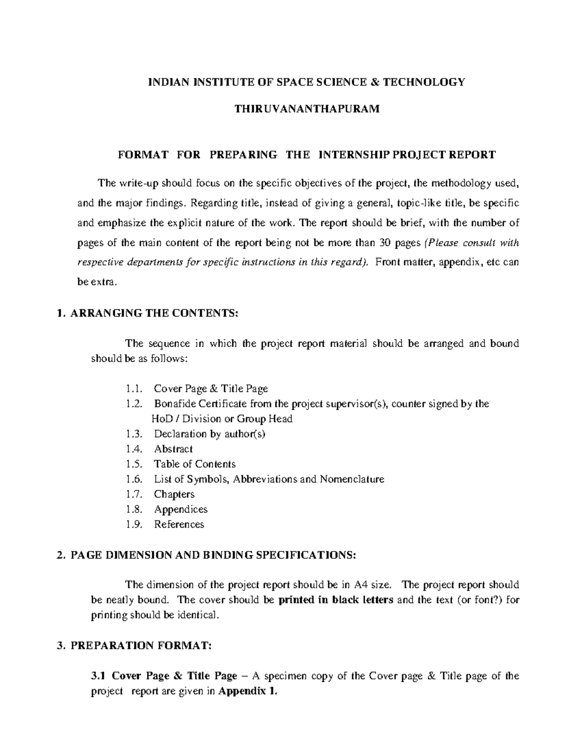 Internship Report Format 1 - INDIAN INSTITUTE OF SPACE SCIENCE ...