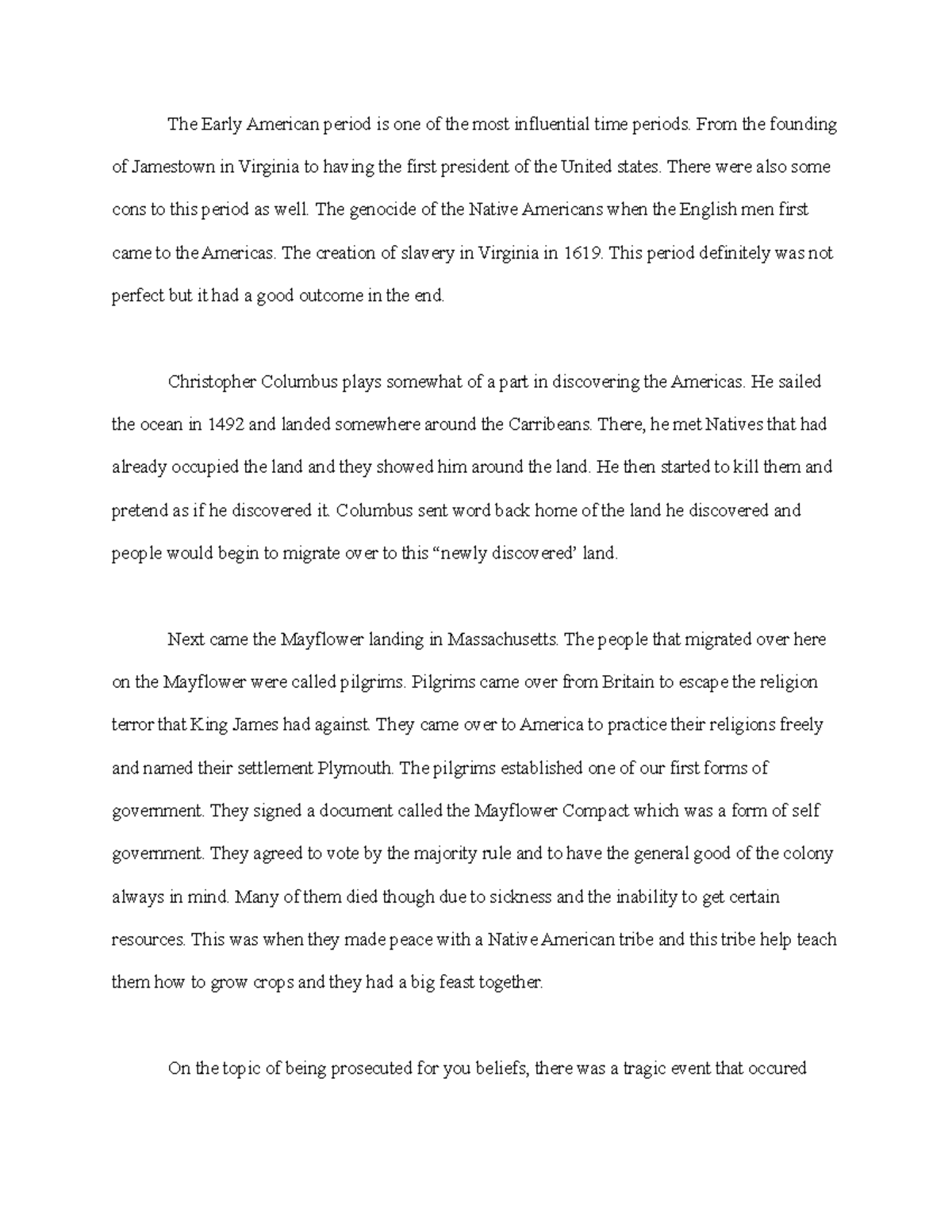 Early America Essay - The Early American period is one of the most ...