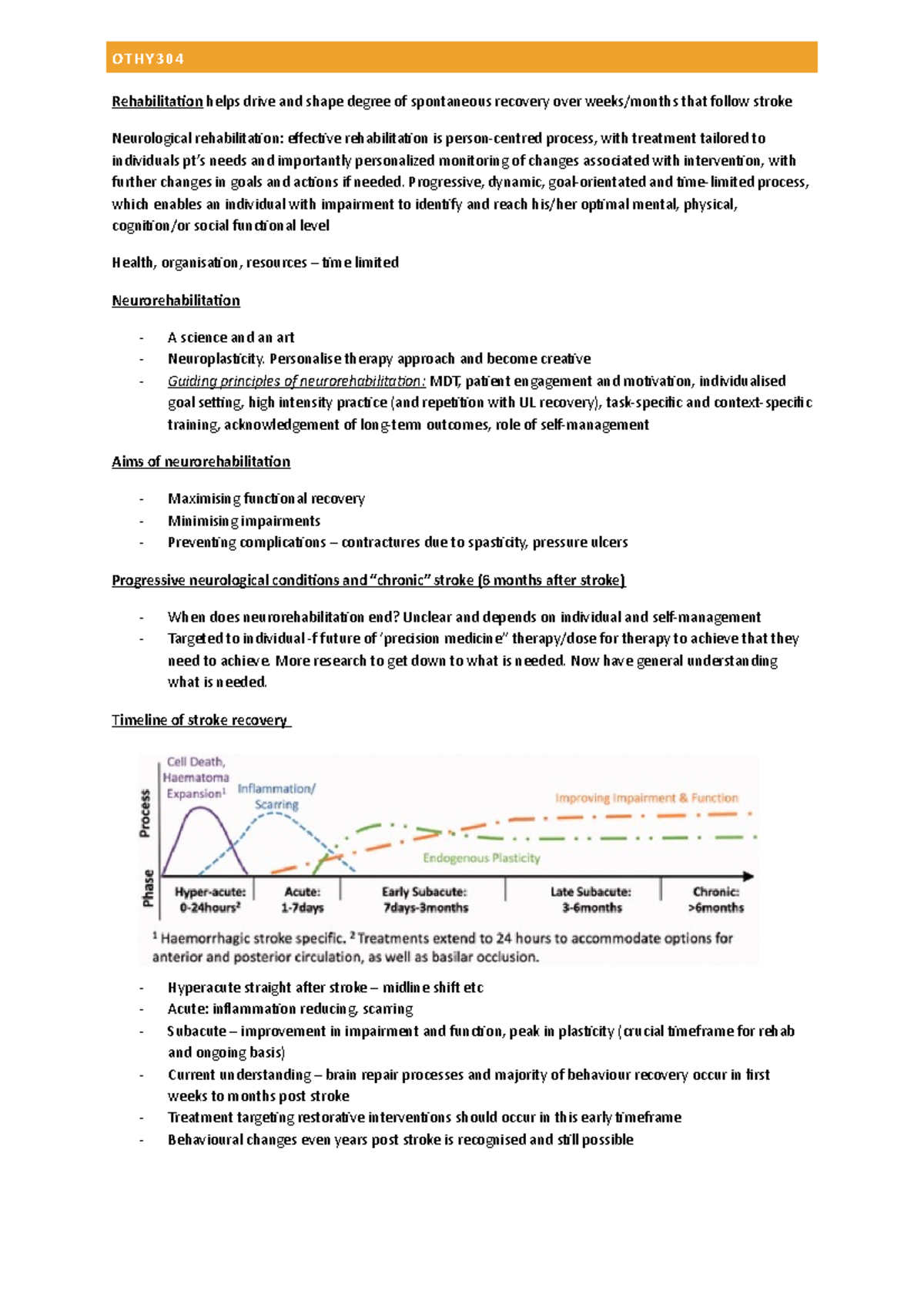 OTHY304 lecture notes - OTHY Rehabilitation helps drive and shape ...