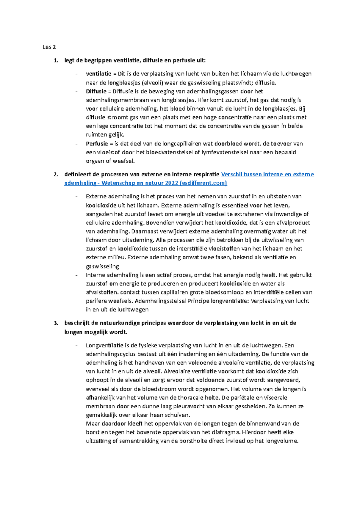 Les 2 ademhalingsfysiologie - Les 2 legt de begrippen ventilatie ...