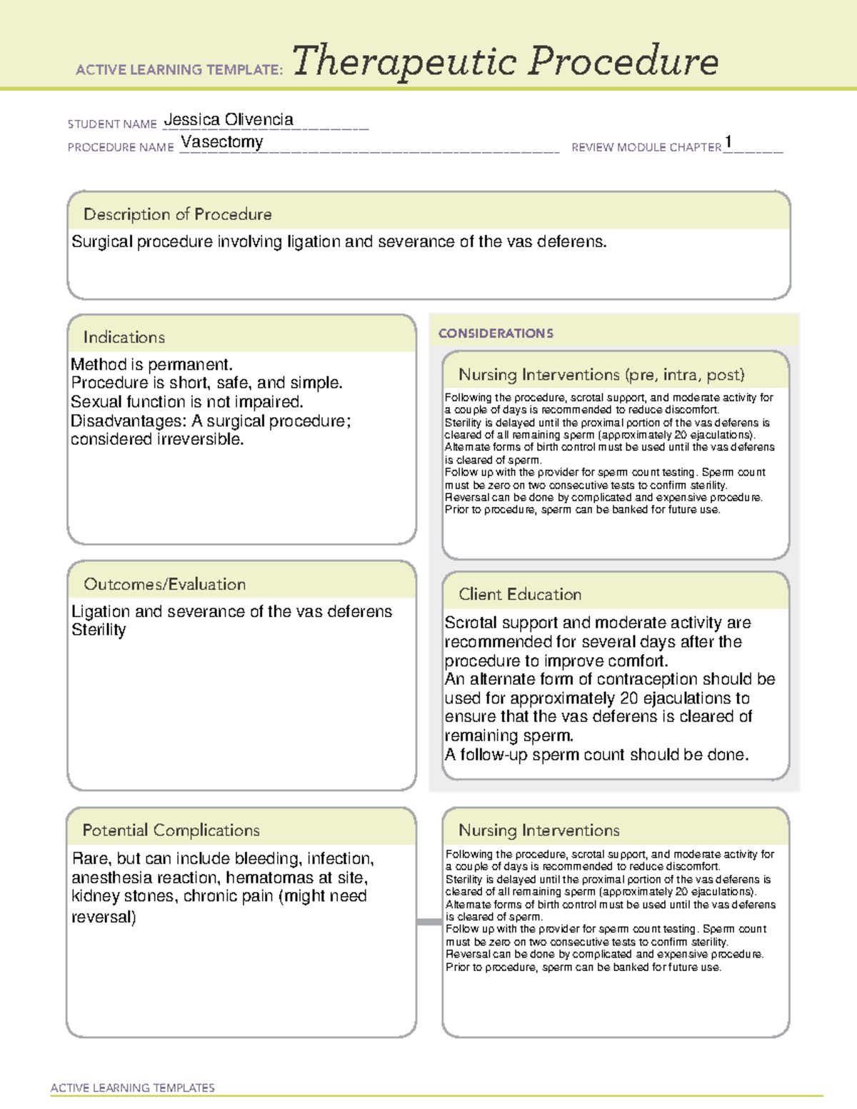 Vasectomy - NUR223 - ACTIVE LEARNING TEMPLATES Therapeutic Procedure ...