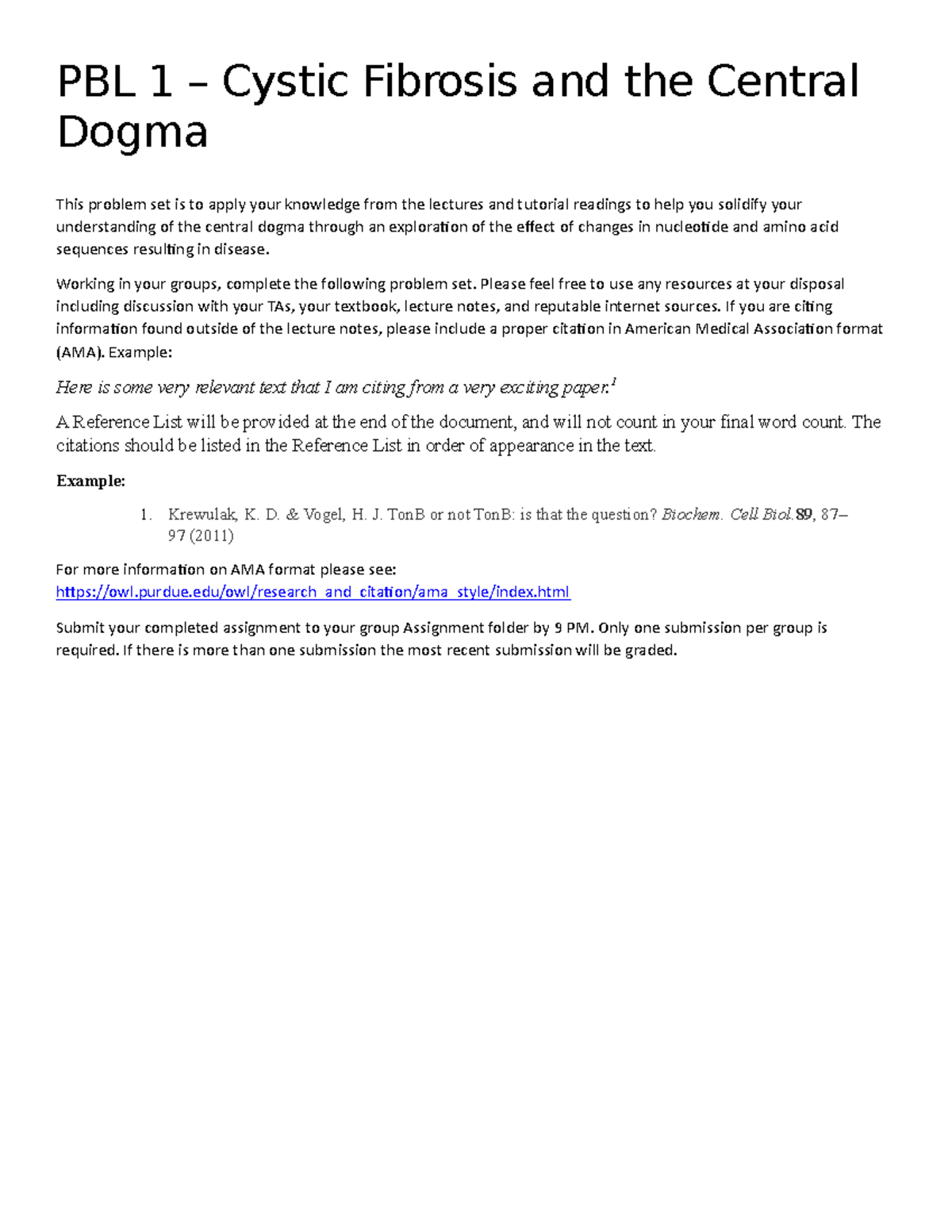 PBL 1 questions 1 - Tutorial 7 - week 8 - PBL 1 – Cystic Fibrosis and the Central Dogma This ...