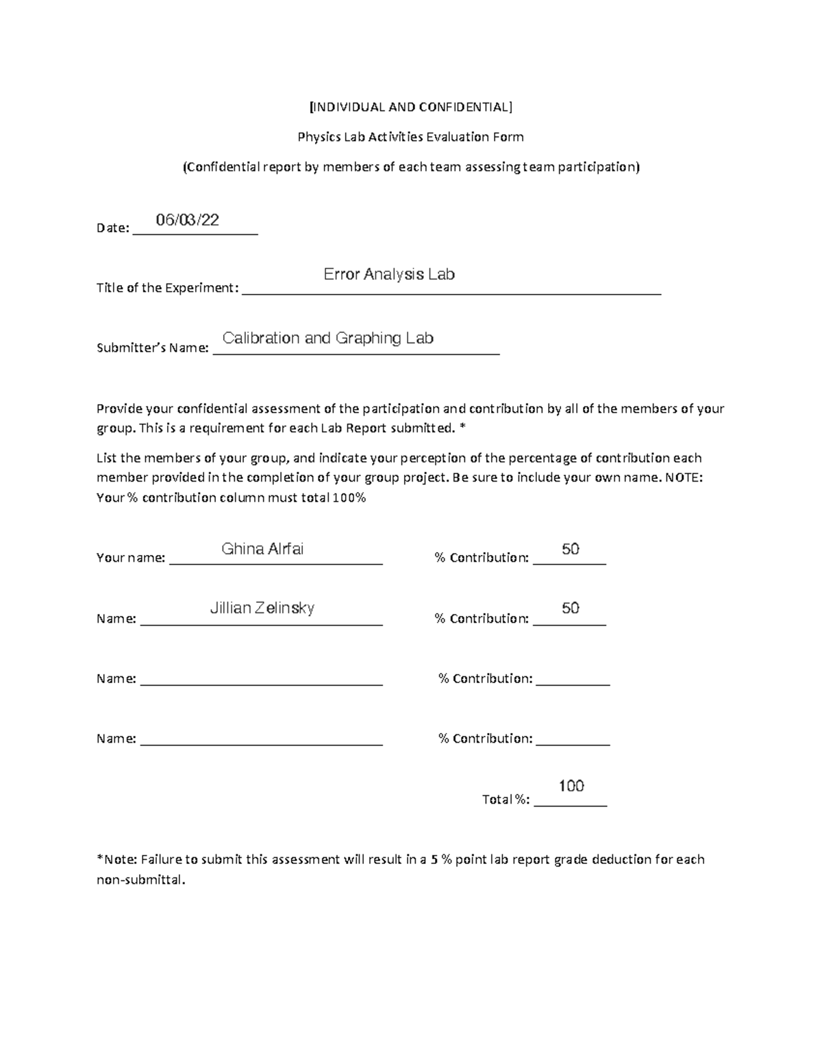 Lab Activities Participation Form-052919 - [INDIVIDUAL AND CONFIDENTIAL ...