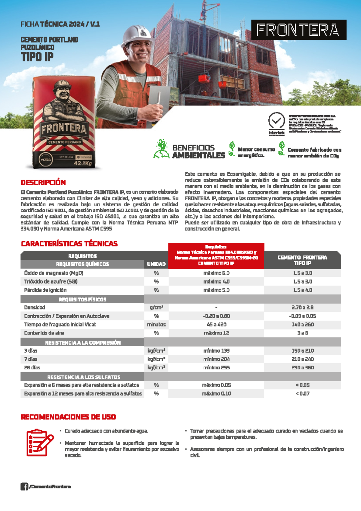 Ficha Técnica Frontera IP - 2024 - Tecnologia del concreto - Studocu