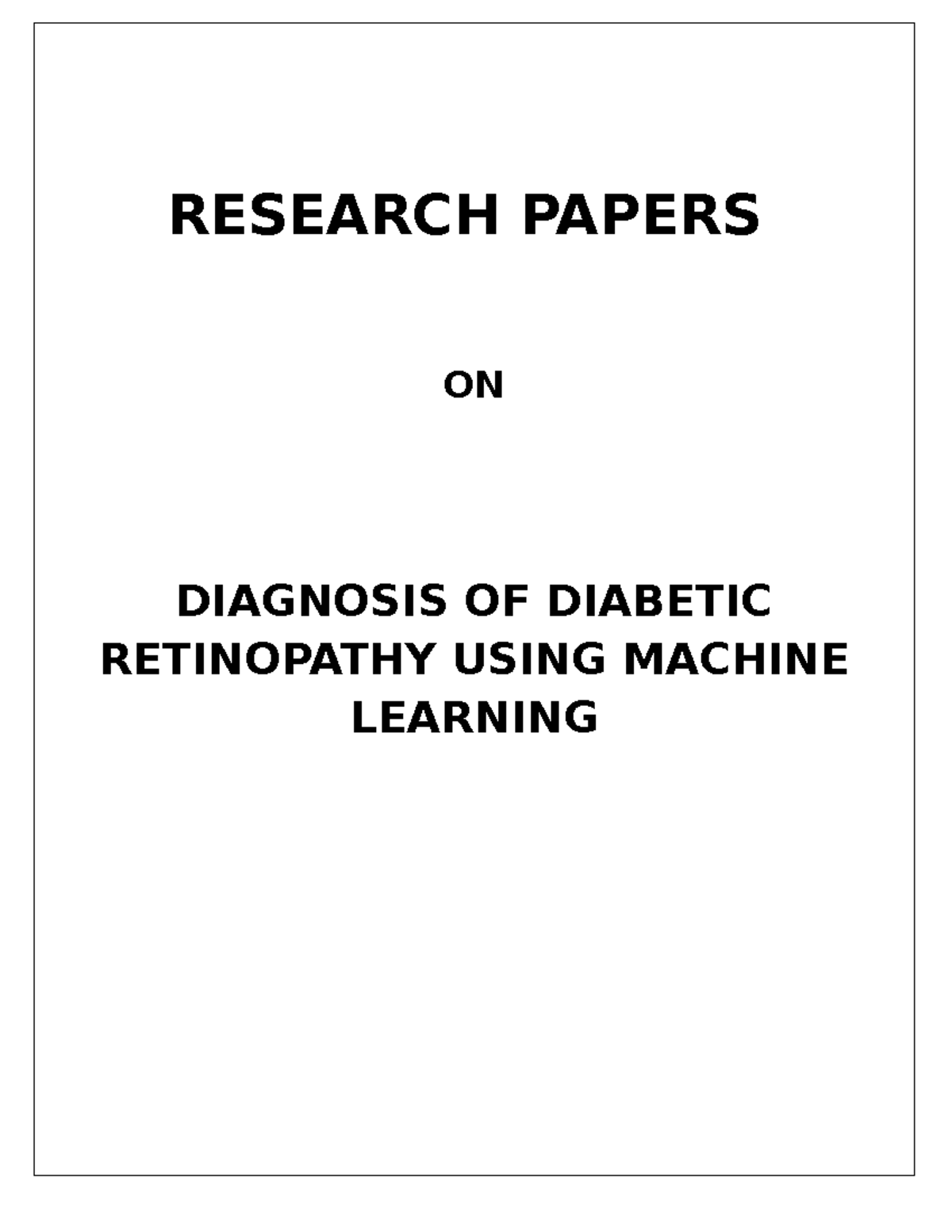 Diabeticratinography Synosis - RESEARCH PAPERS ON DIAGNOSIS OF DIABETIC ...