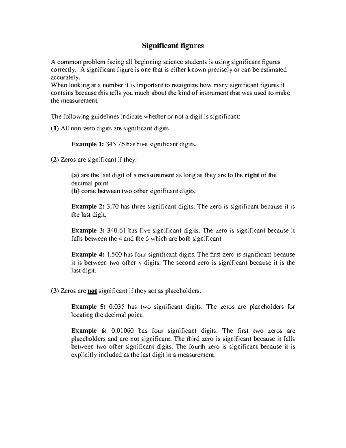 Significant figures - eass - Significant figures A common problem ...