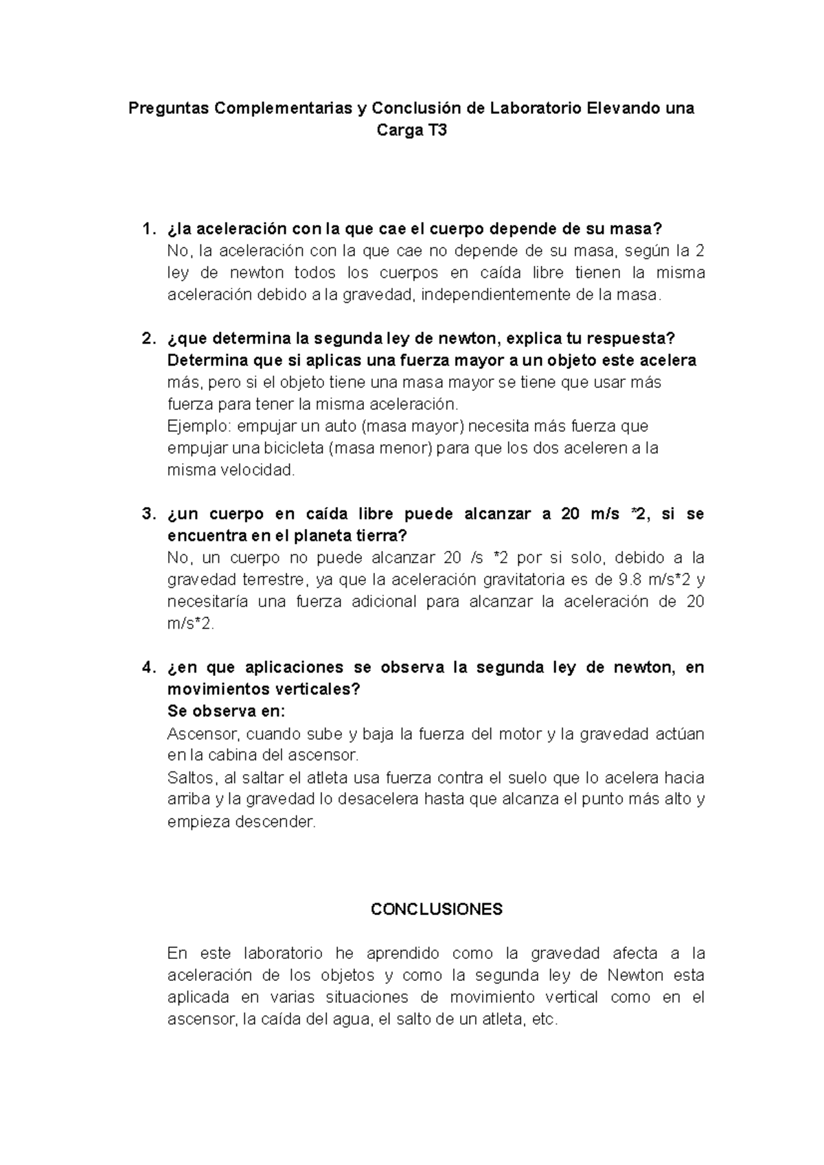 Preguntas Complementarias Y Conclusion DE LAB. Elevando UNA Carga T3 - Preguntas Complementarias ...