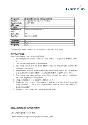 King IV Report and Code - Week 7 Unit 7: King IV report and code ...