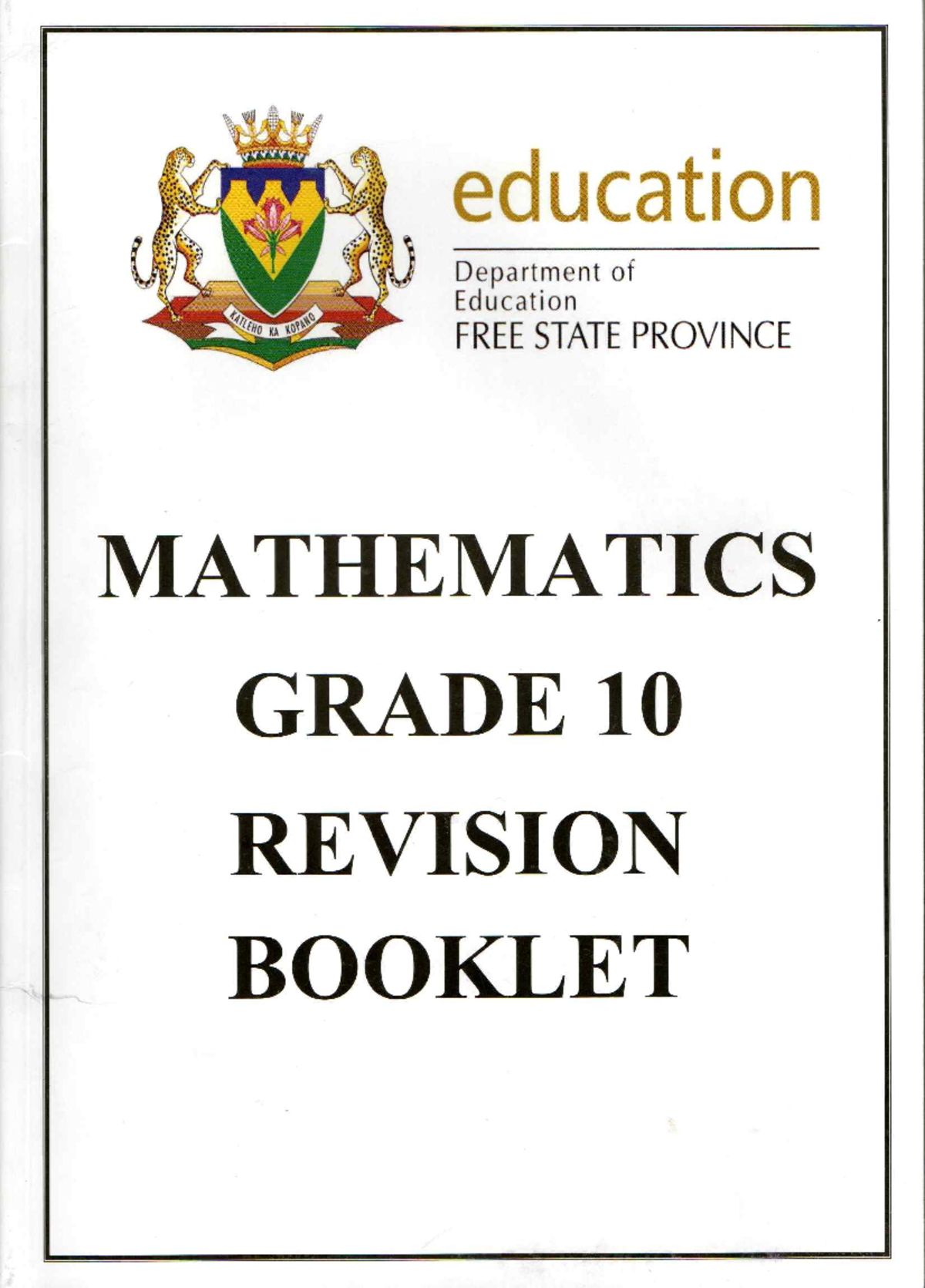 Mathematics Grade 10 Revision Booklet - education Department of ...