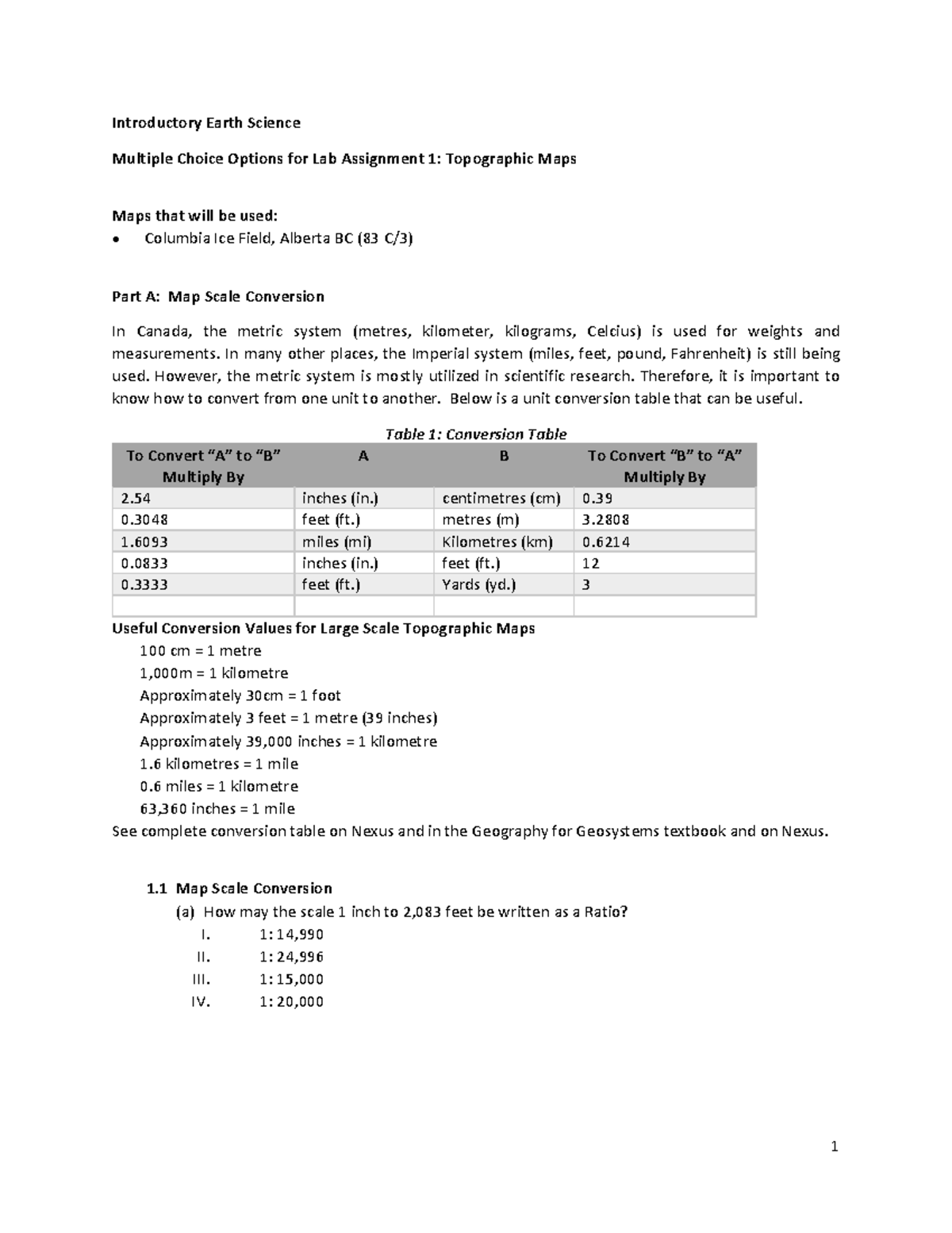 Geog 1202 Assignment 1 S 2021 Multipe Choice Option - 1 Introductory ...