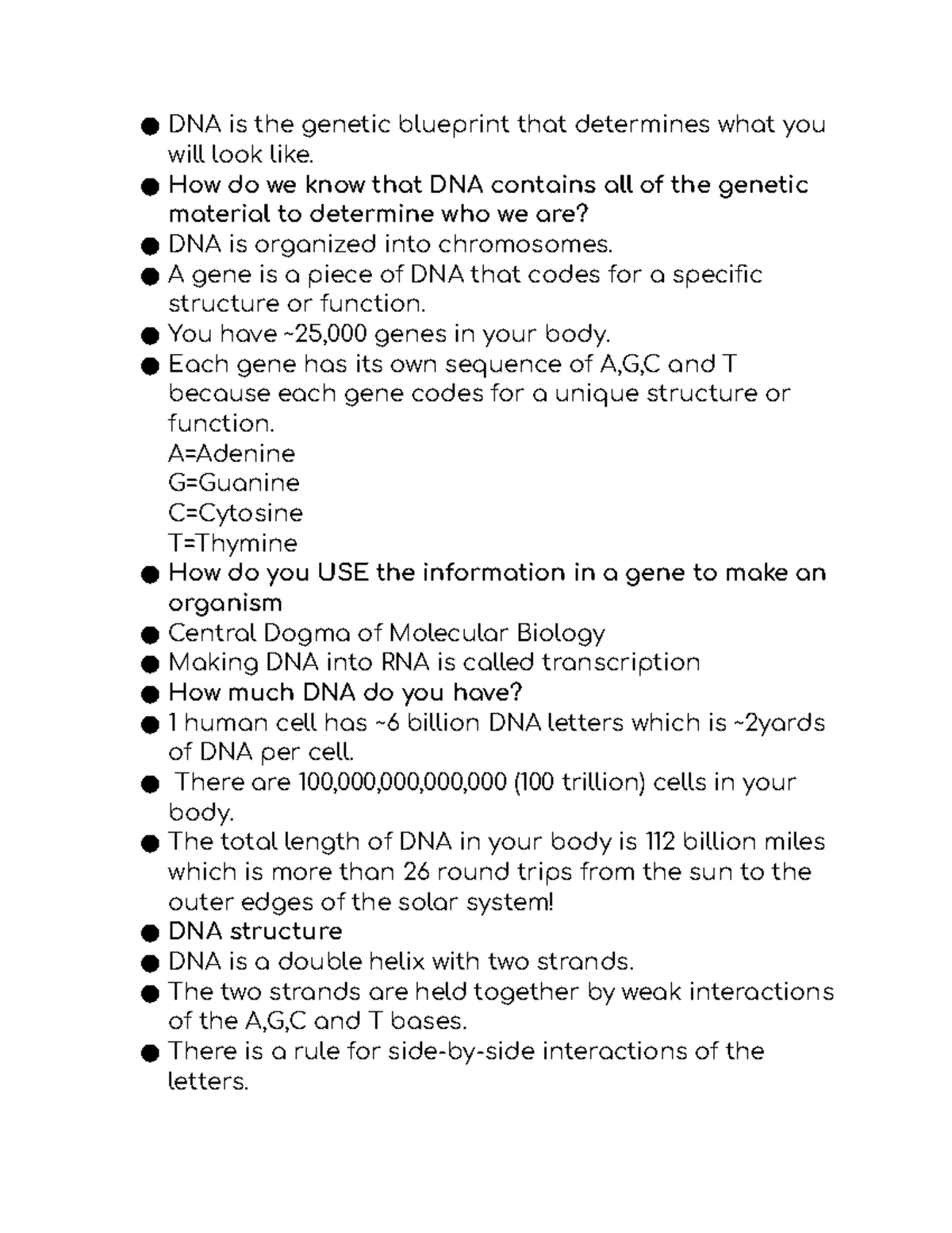 Bio-Tech notes - early college - DNA is the genetic blueprint that ...