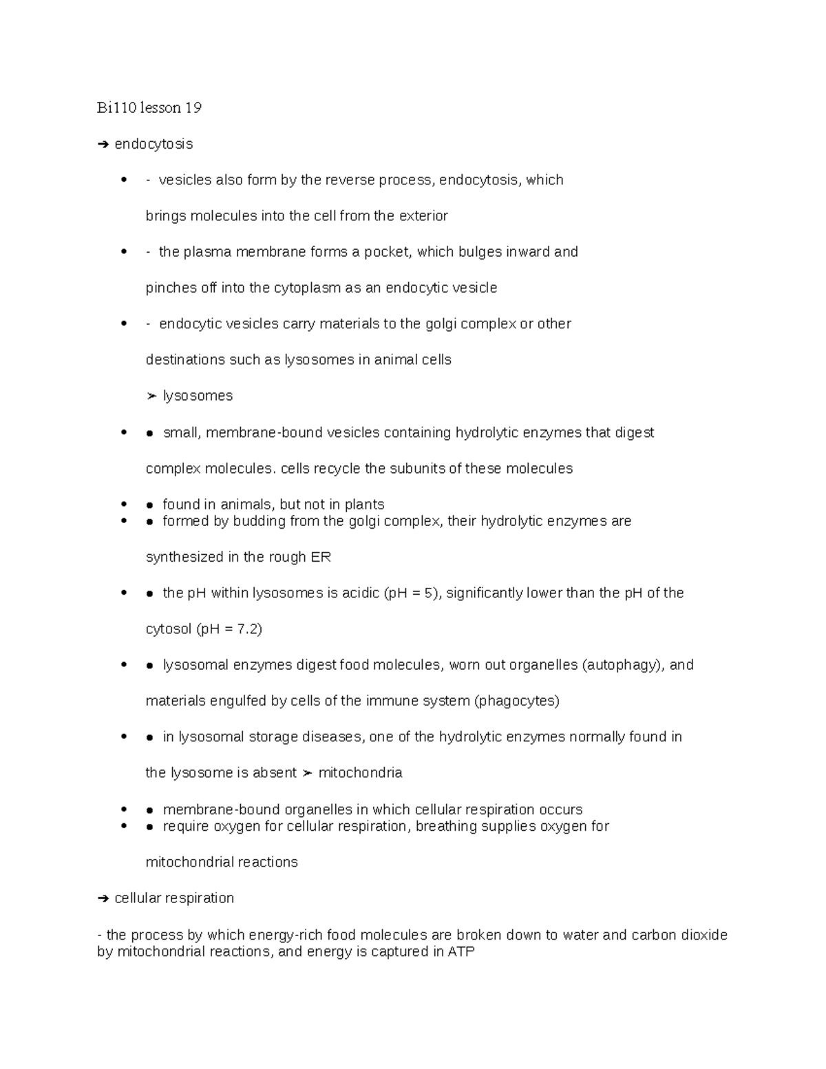 Bi110 lesson 19 copy - business notes - Bi110 lesson 19 endocytosis ...