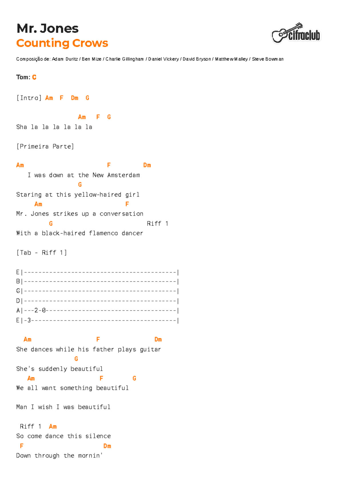 69 - Counting Crows - Mr. Jones - Mr. Jones Counting Crows Composição ...