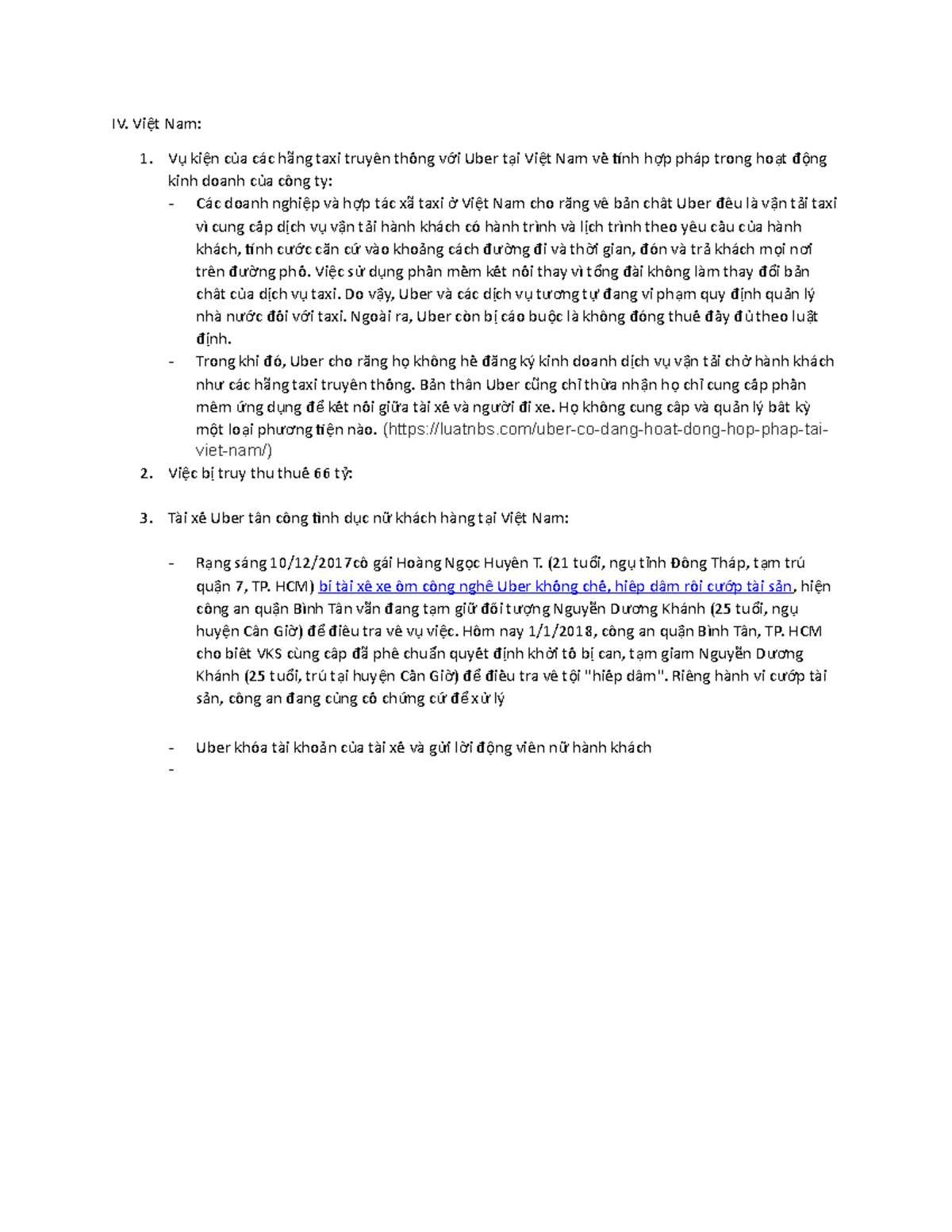 Uber - Vấn đề về Uber và ảnh hưởng của nó lên - IV. Vi t Nam:ệ 1. V ụ ki n c a các hãng taxi ...