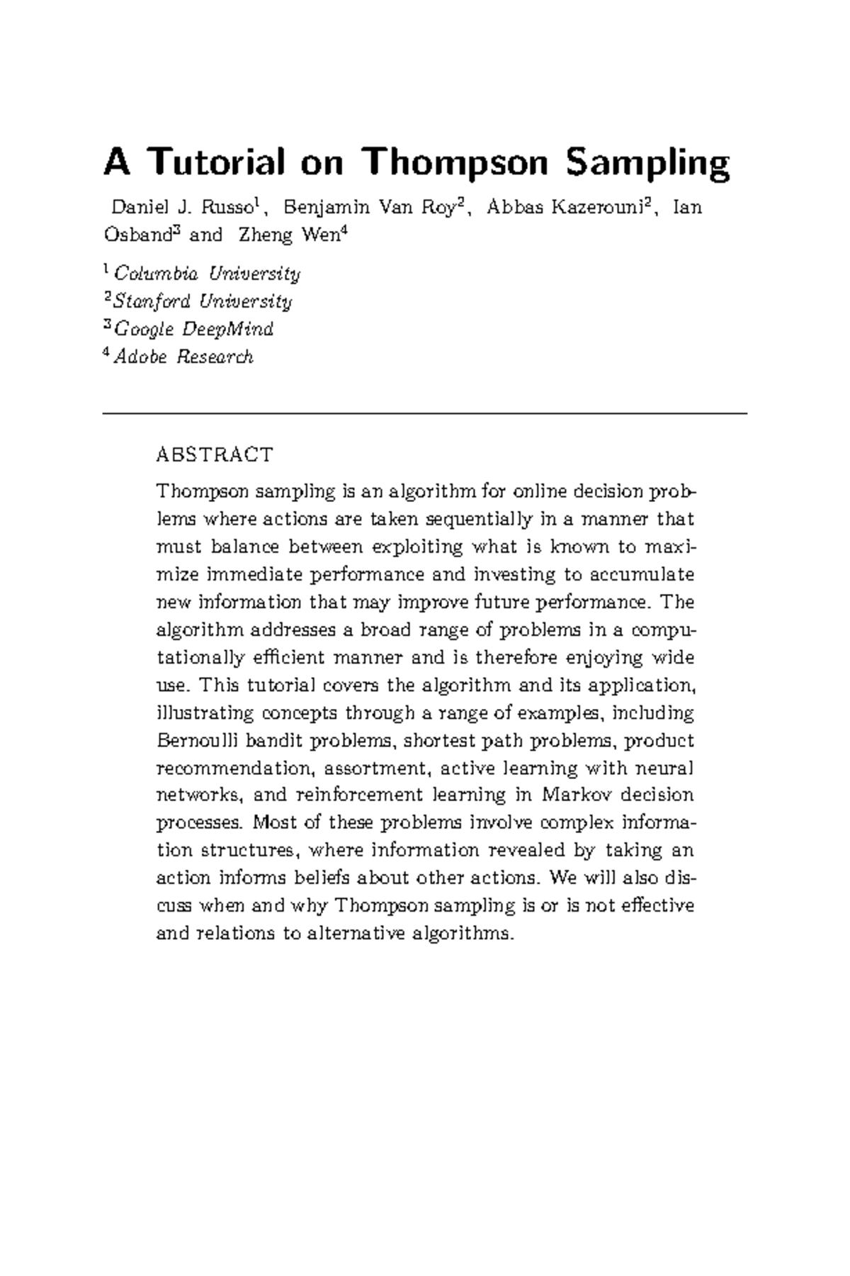 TS Tutorial - deep learning - A Tutorial on Thompson Sampling Daniel J ...
