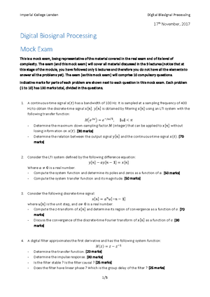 2017-2018 Digital Biosignal Processing Main 0 - IMPERIAL COLLEGE LONDON BEng, MEng and ACGI ...