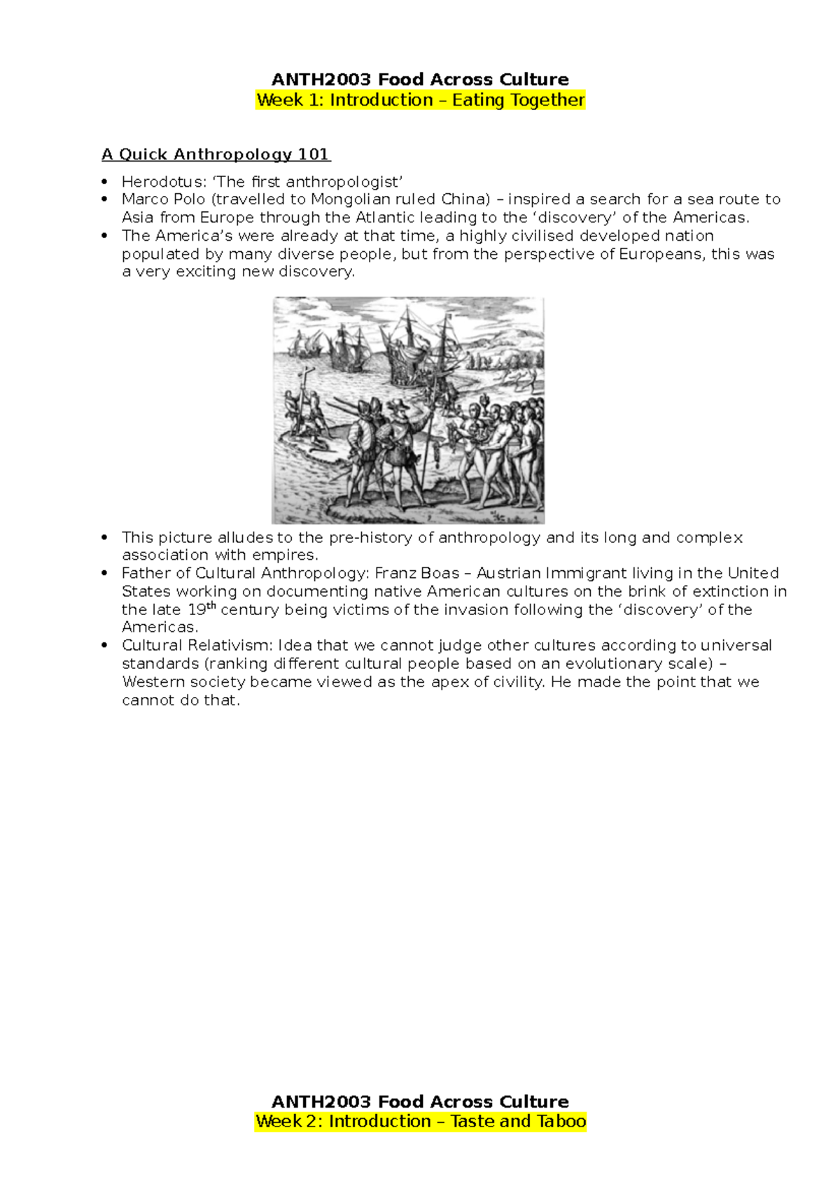 ANTH2003 Lecture Notes - ANTH2003 Food Across Culture Week 1 ...