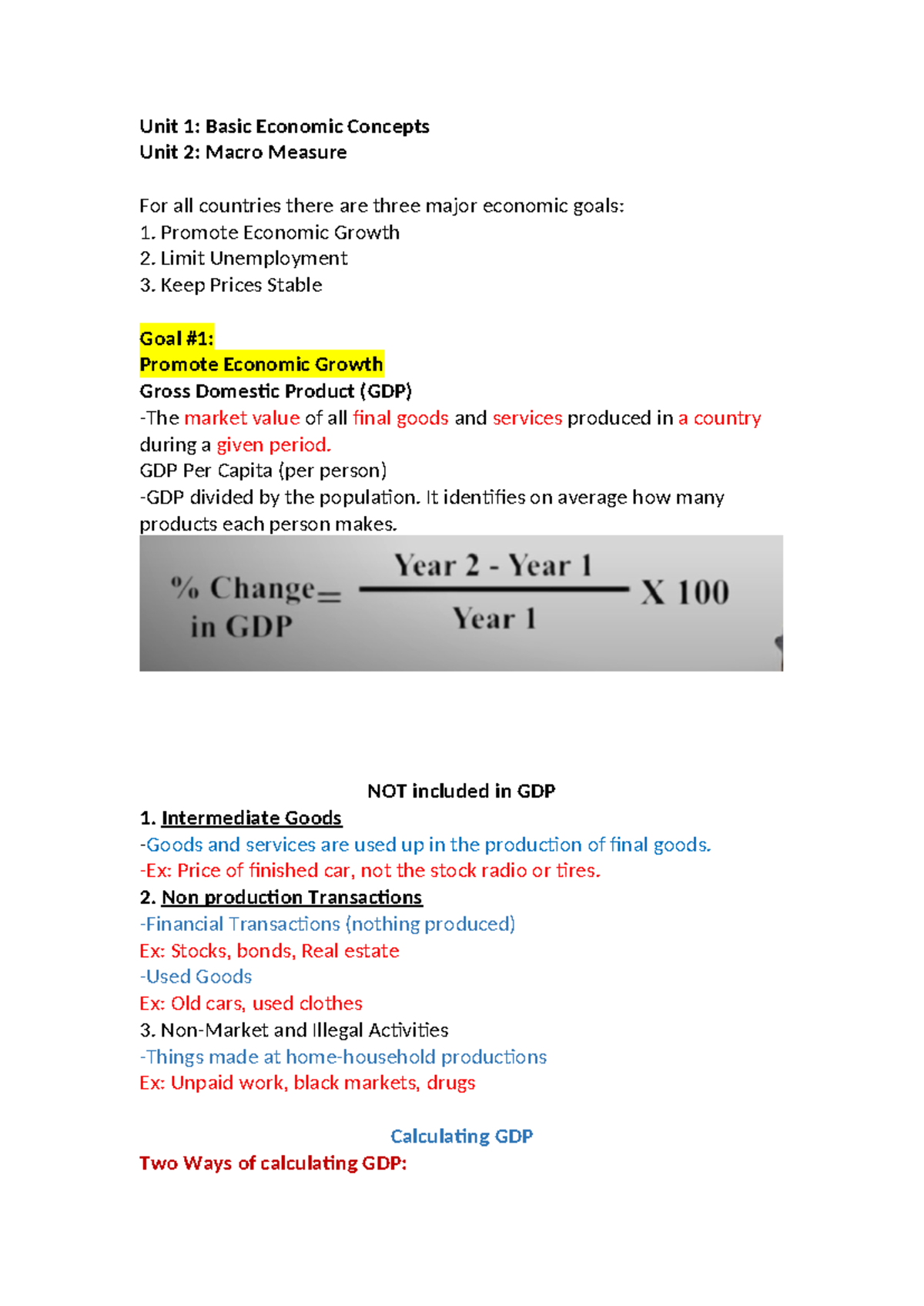 Macro revision - review - Unit 1: Basic Economic Concepts Unit 2: Macro ...