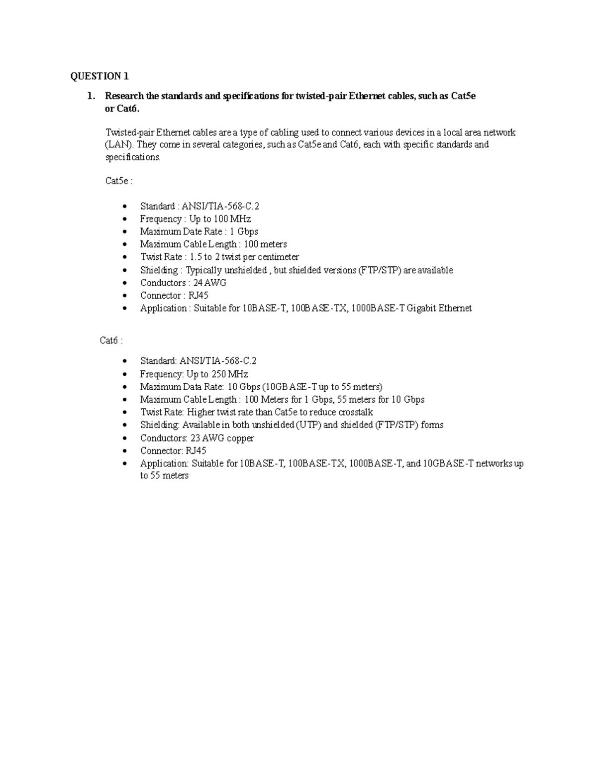 ITT300 individual assignments - QUESTION 1 Research the standards and specifications for - Studocu