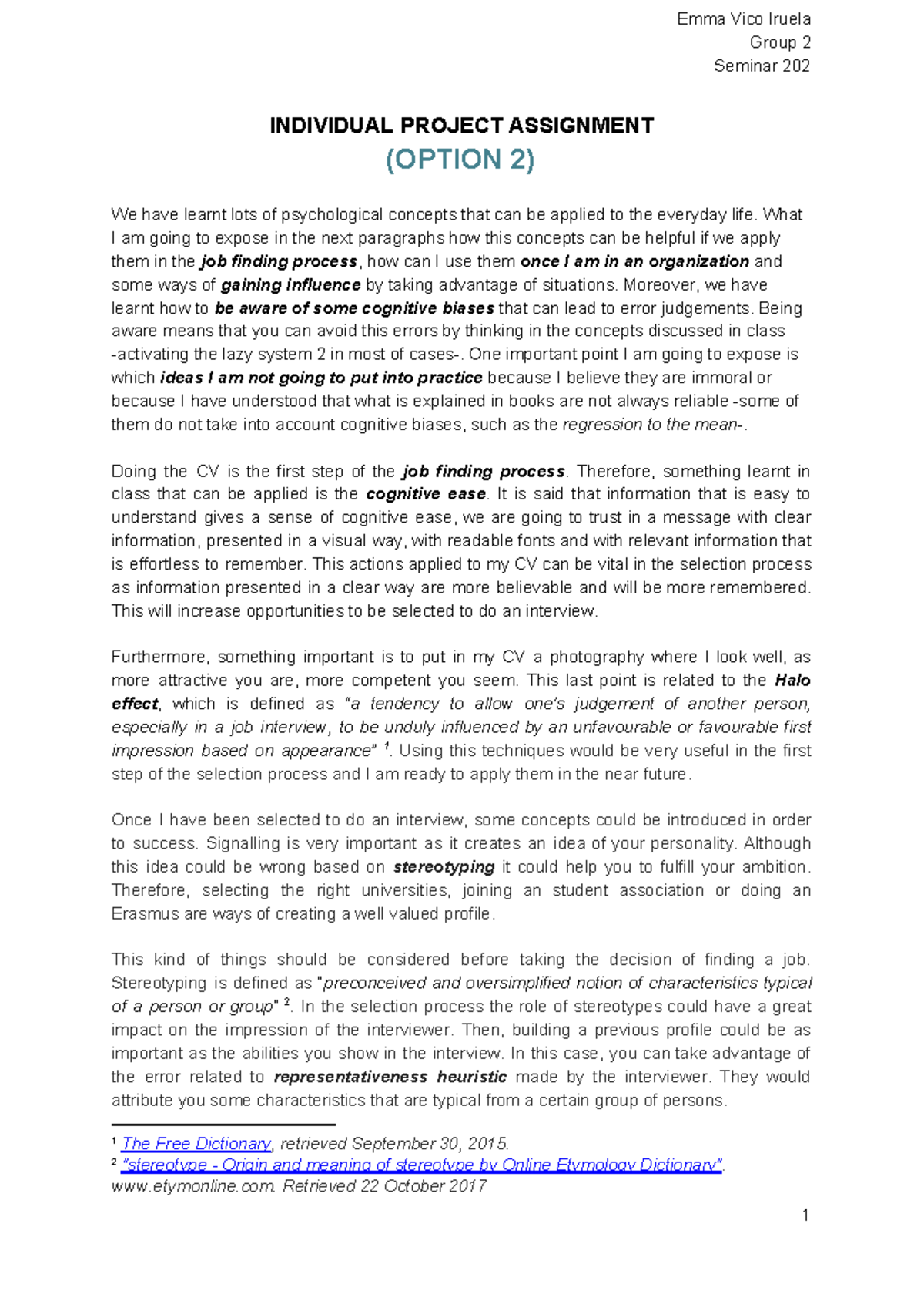 Individual Project Assignment - Emma Vico Iruela Group 2 Seminar 202 ...