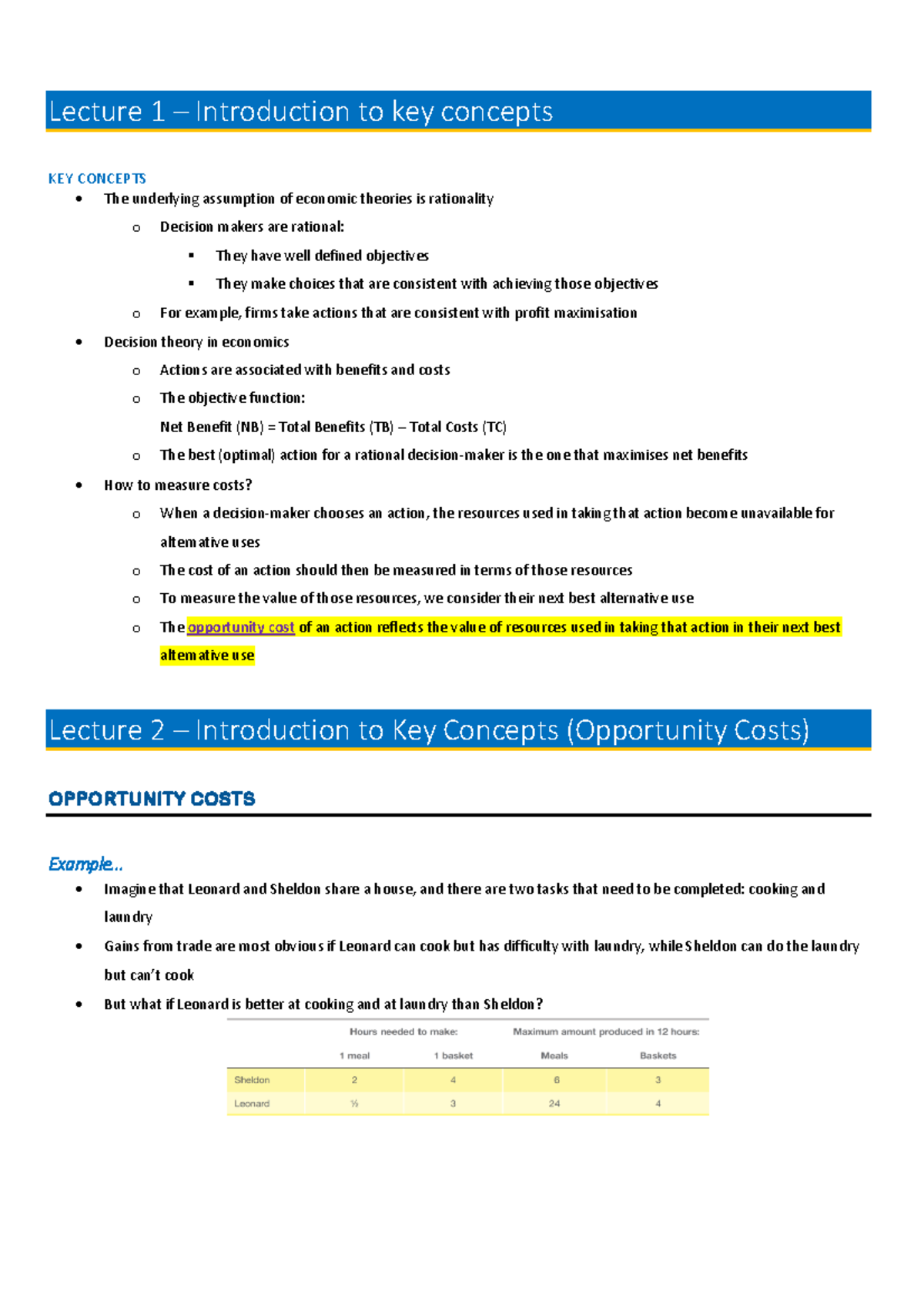 Microeconomics-Lecture Notes - Lecture 1 Introduction to key concepts ...