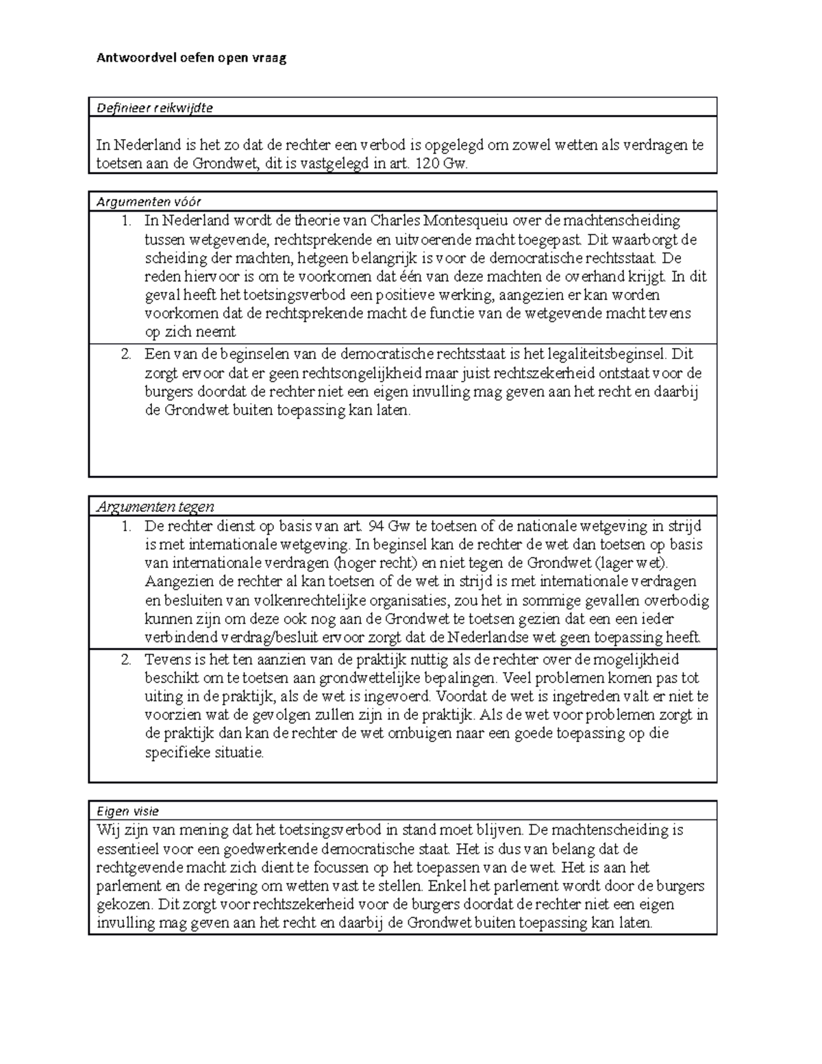 Antwoordvel oefen open vraag groep 1 - Antwoordvel oefen open vraag ...