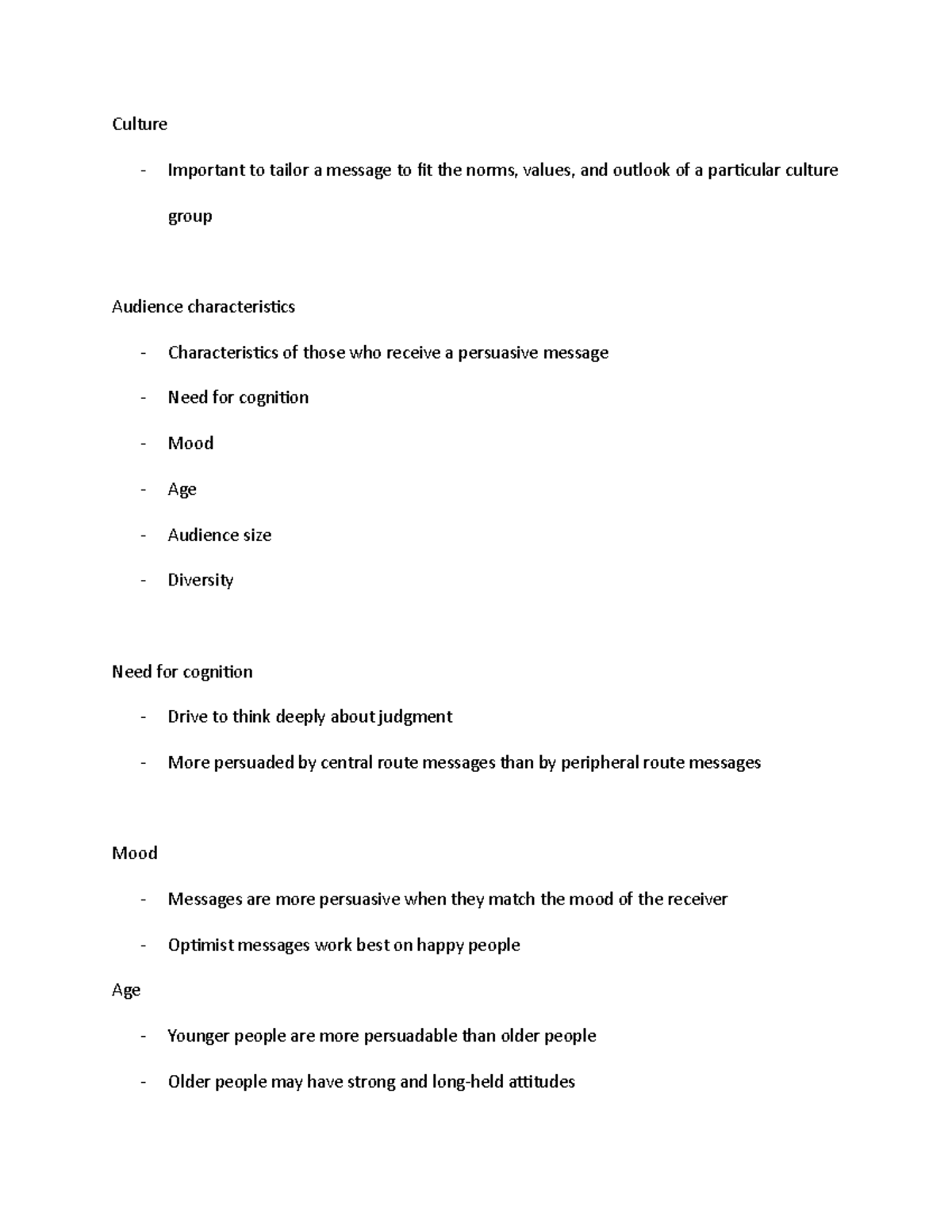 Chapter 8 Persuasion - 3 - Culture - Important to tailor a message to ...