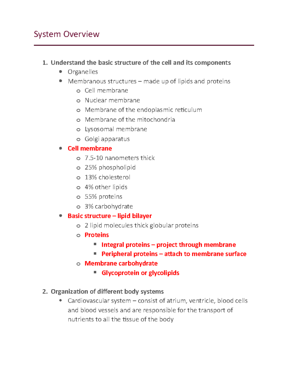 System Overview - Lecture notes highlighting important concept in ...