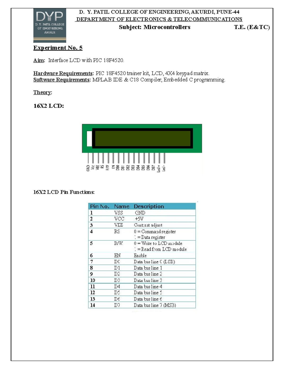 MIC Exp 5 - Digital communication - D. Y. PATIL COLLEGE OF ENGINEERING ...
