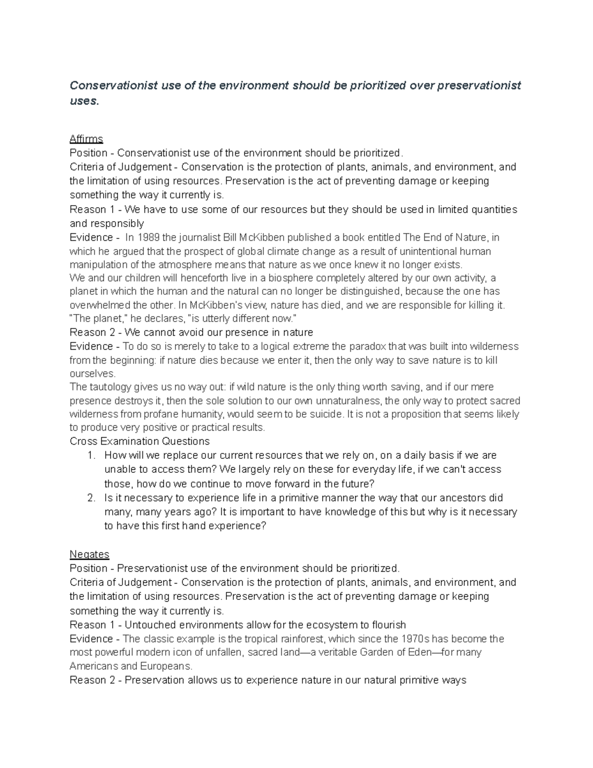 conservation vs. preservation - Conservationist use of the environment ...