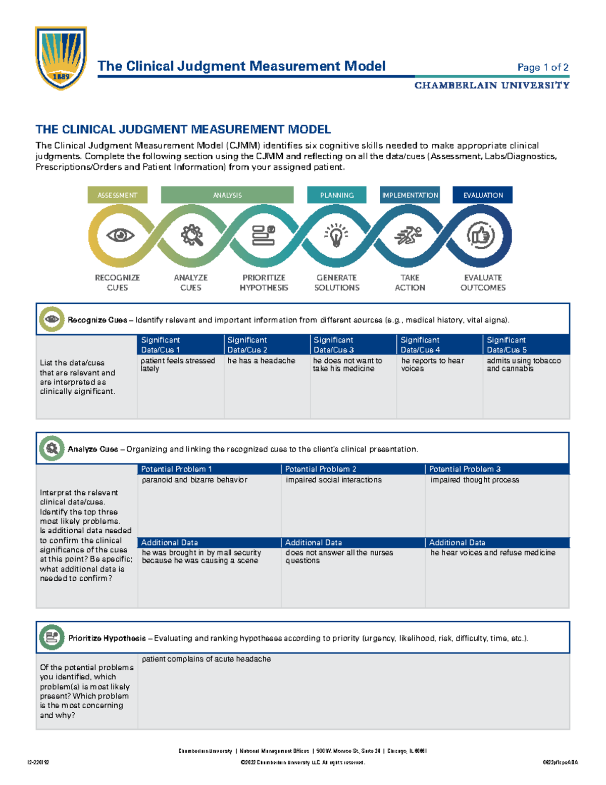 Care plan james mason, ihuman - 12-220192 ©2022 Chamberlain University ...