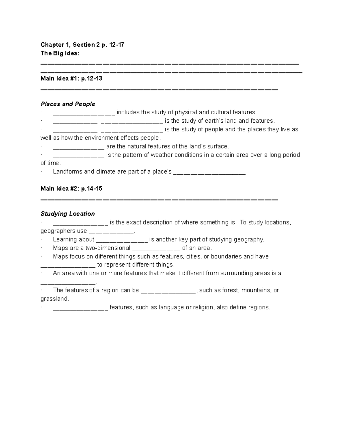 Chapter 1, Section 2 p 12-17 - Chapter 1, Section 2 p. 12- The Big Idea ...