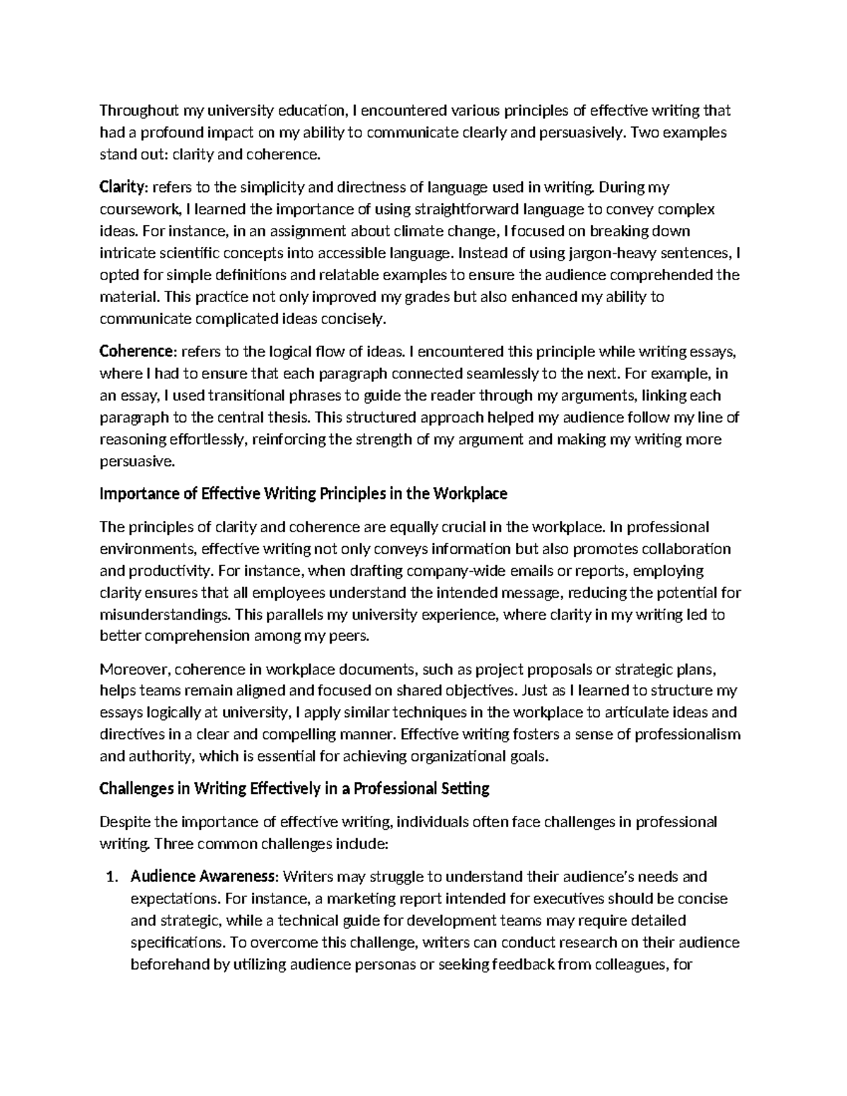 Principles of writing effectively - Throughout my university education ...