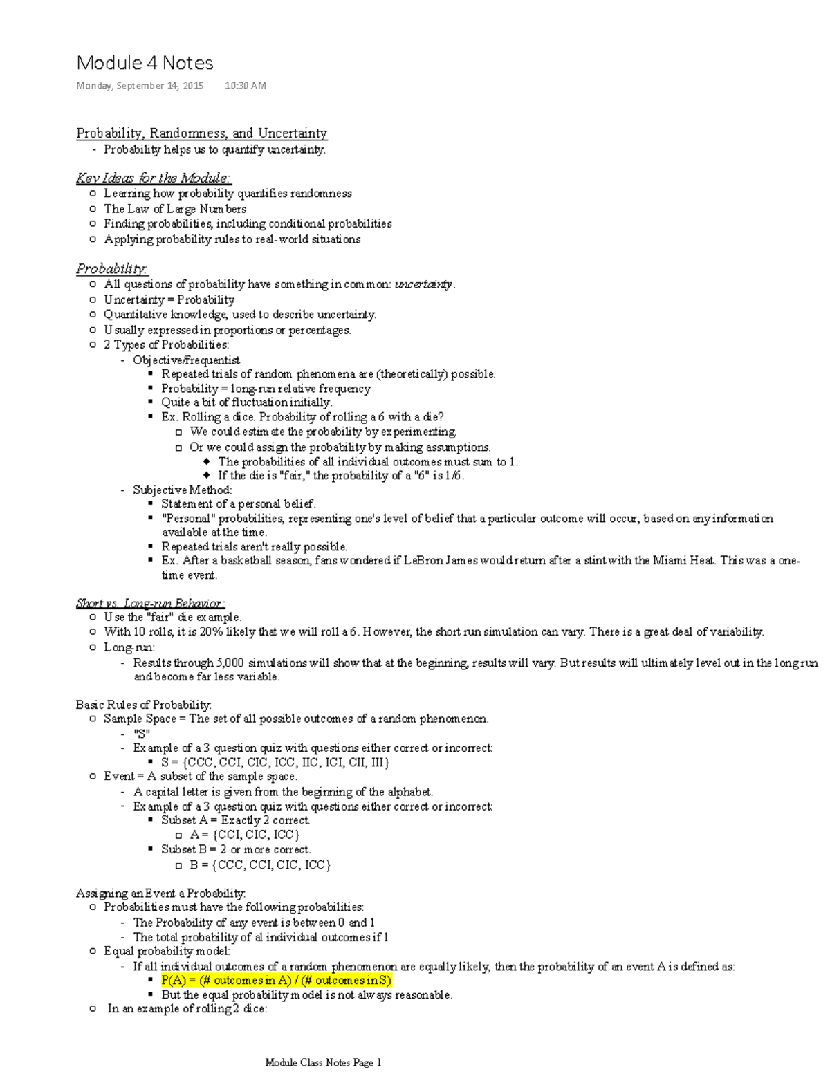 STA261 Module 4 Notes - Probability helps us to quantify uncertainty ...