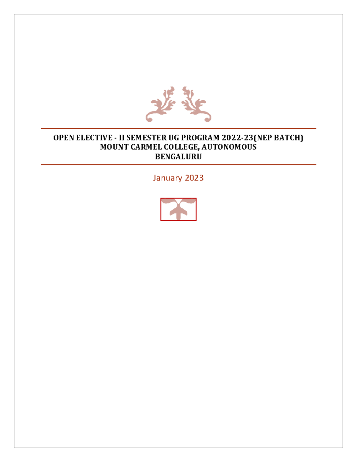 Open Elective II SEM NEP Jan 2023 - OPEN ELECTIVE - II SEMESTER UG ...