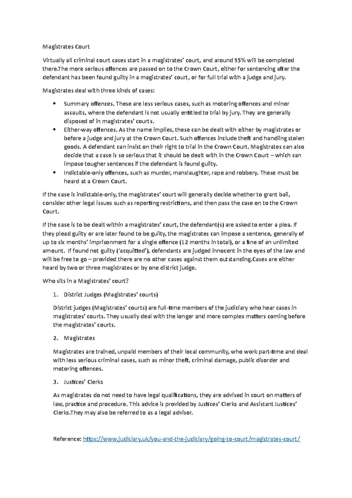 Magistrates Court - Magistrates Court Virtually all criminal court ...