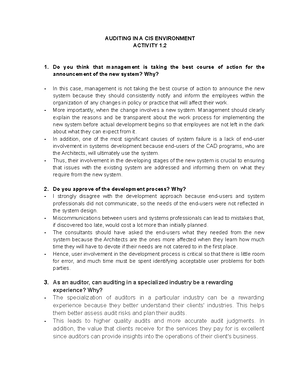 AIS CASE Study - Accounting Information System Case 1 What role does ...