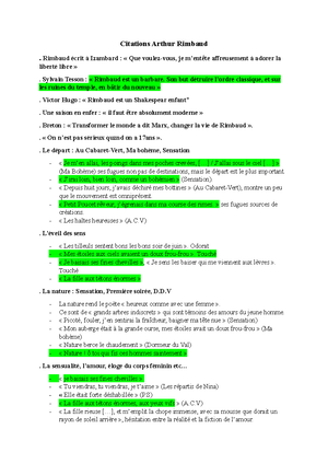Sujets Rimbaud - dissertation - SUJETS RIMBAUD : Les cahiers de Douai ...
